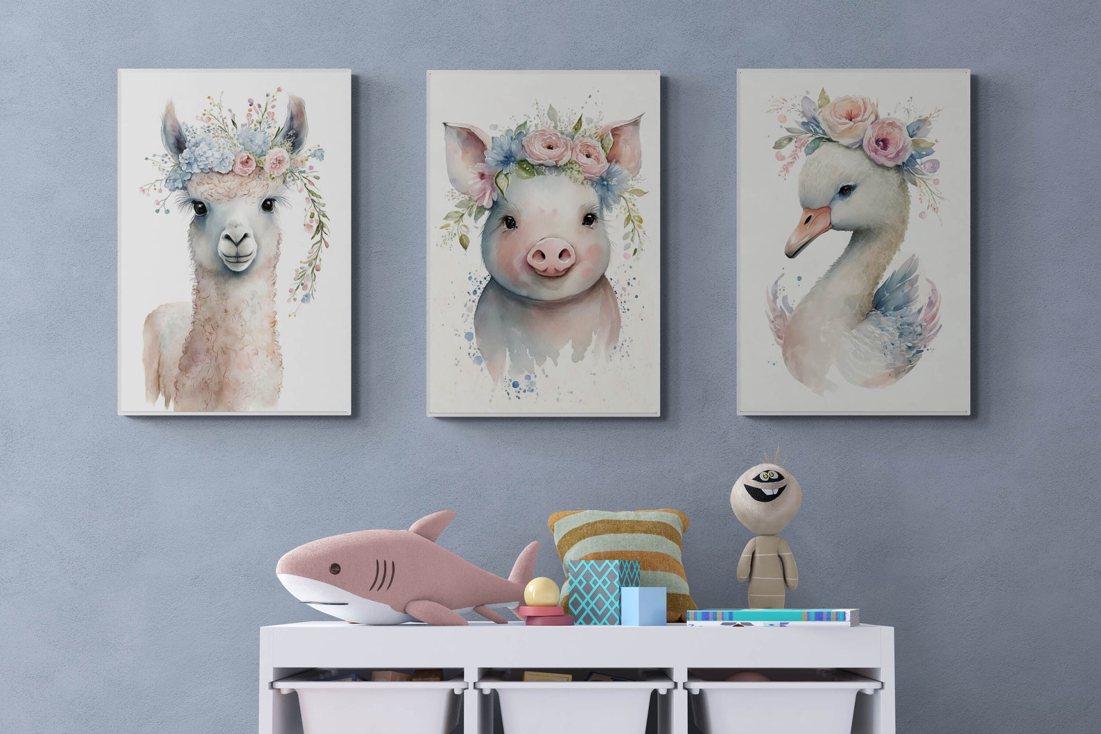 Light Llama Nursery Wall Art Décor, Nursery Art, Nursery Print, Cute ...