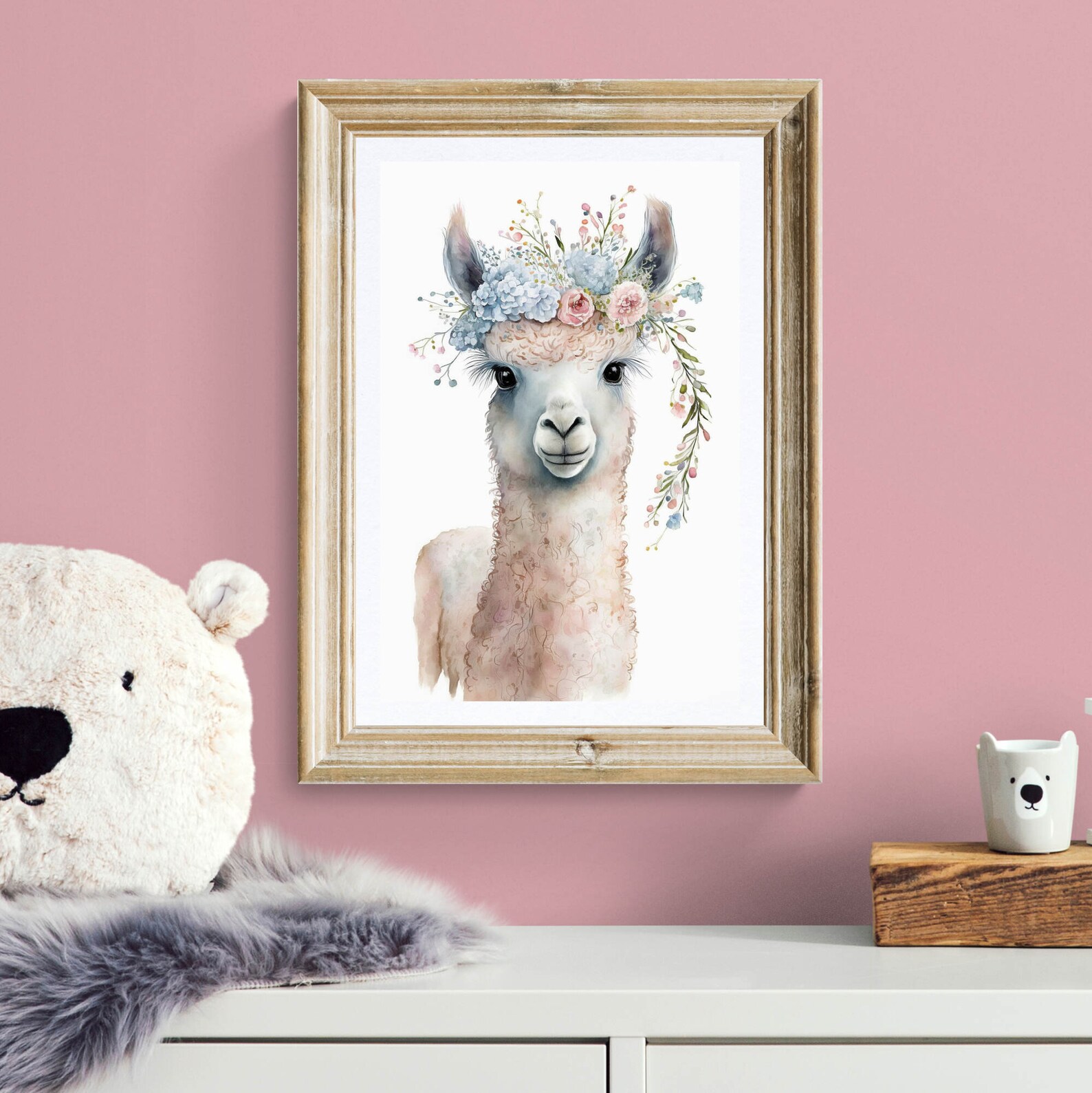 Light Llama Nursery Wall Art Décor, Nursery Art, Nursery Print, Cute ...