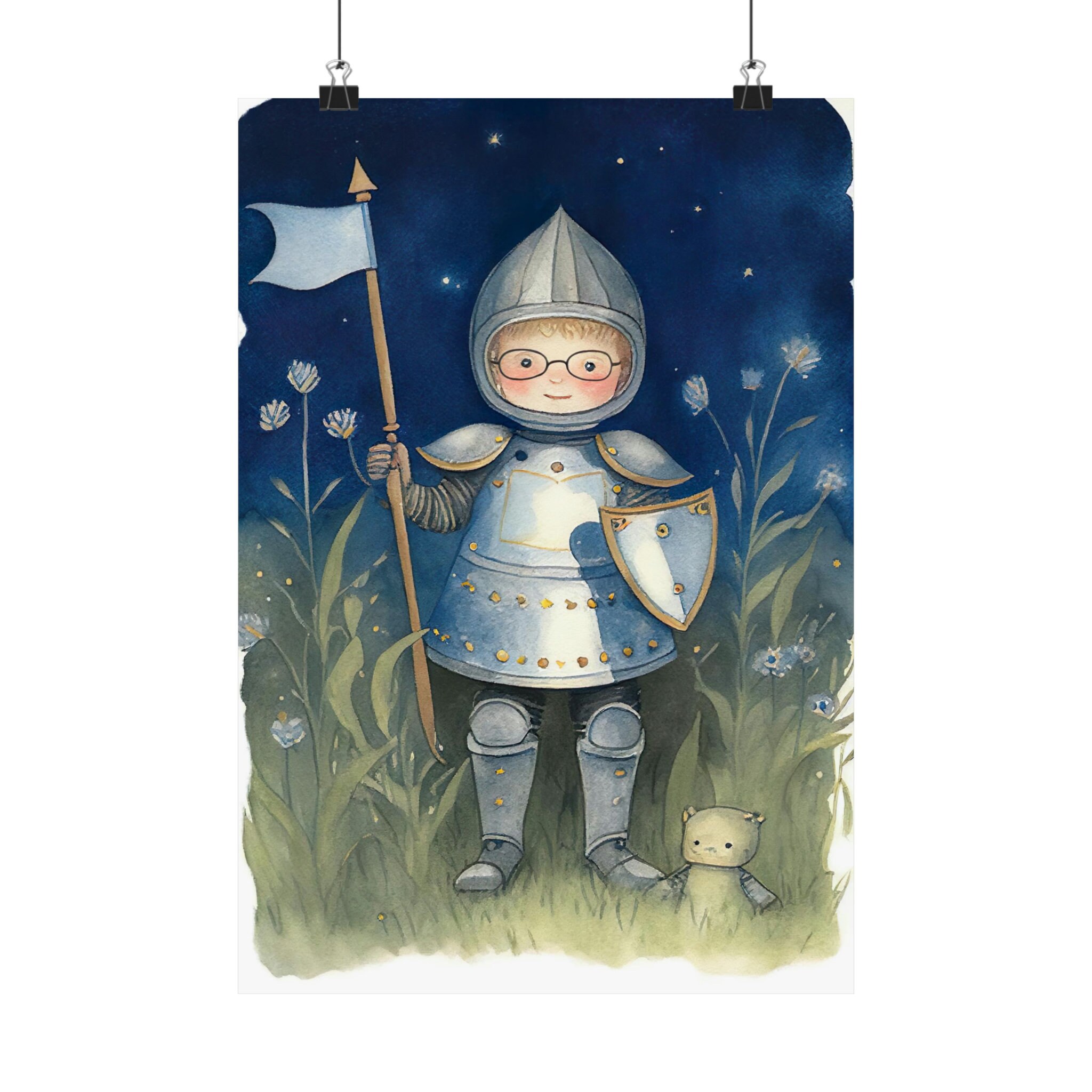 Fairytale Knight Fantasy Art Young Knight's Quest Watercolor Poster for ...