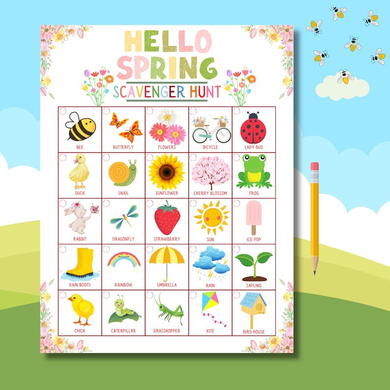 Hello Spring Scavenger Hunt, Scavenger Hunt for Kids, Scavenger Hunt ...
