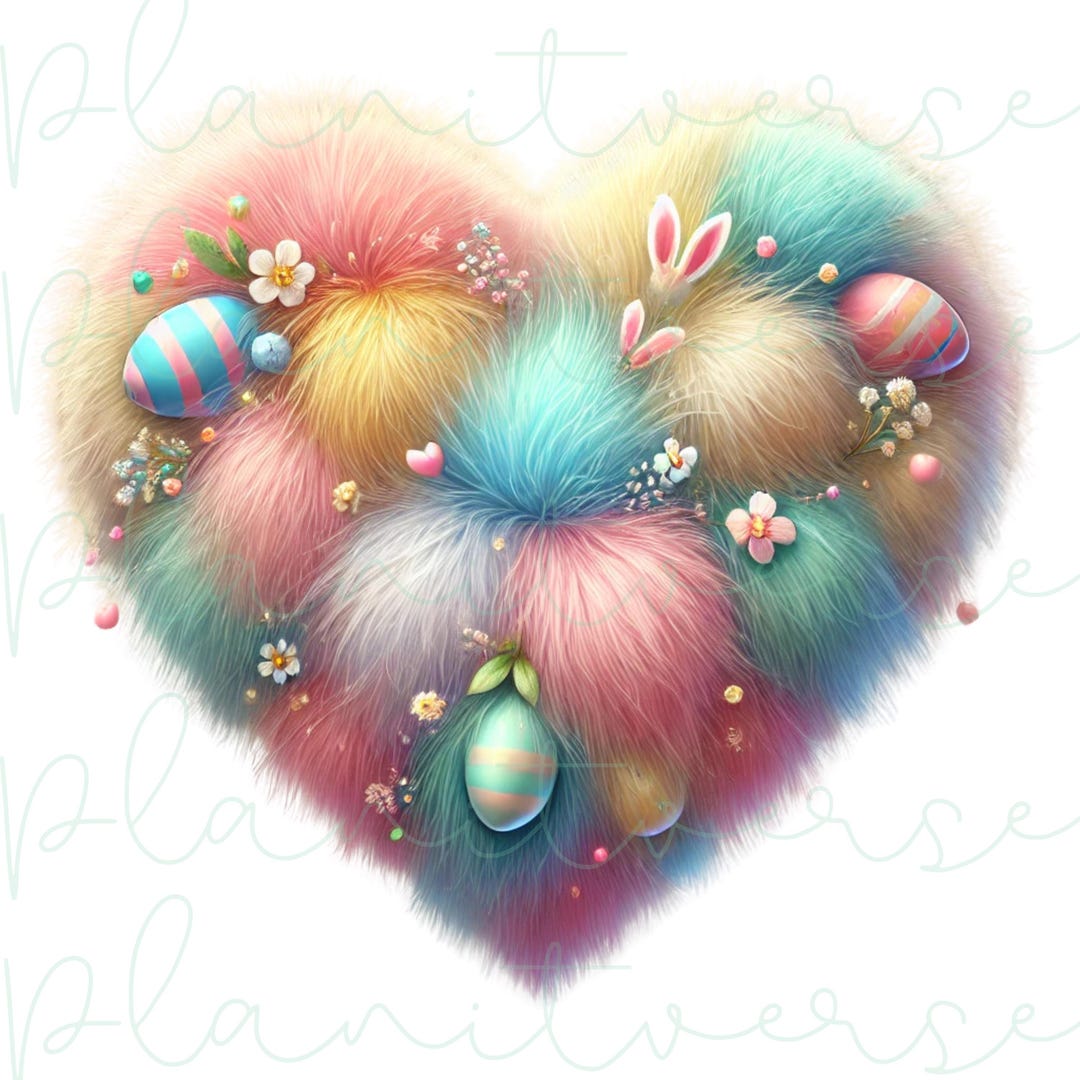 Furry Easter Heart PNG, Easter PNG, Love Bunny PNG, Easter Shirt Png ...