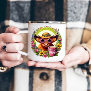 Hello Spring Highland Cow PNG, Highland Cow, Spring Highland Cow ...