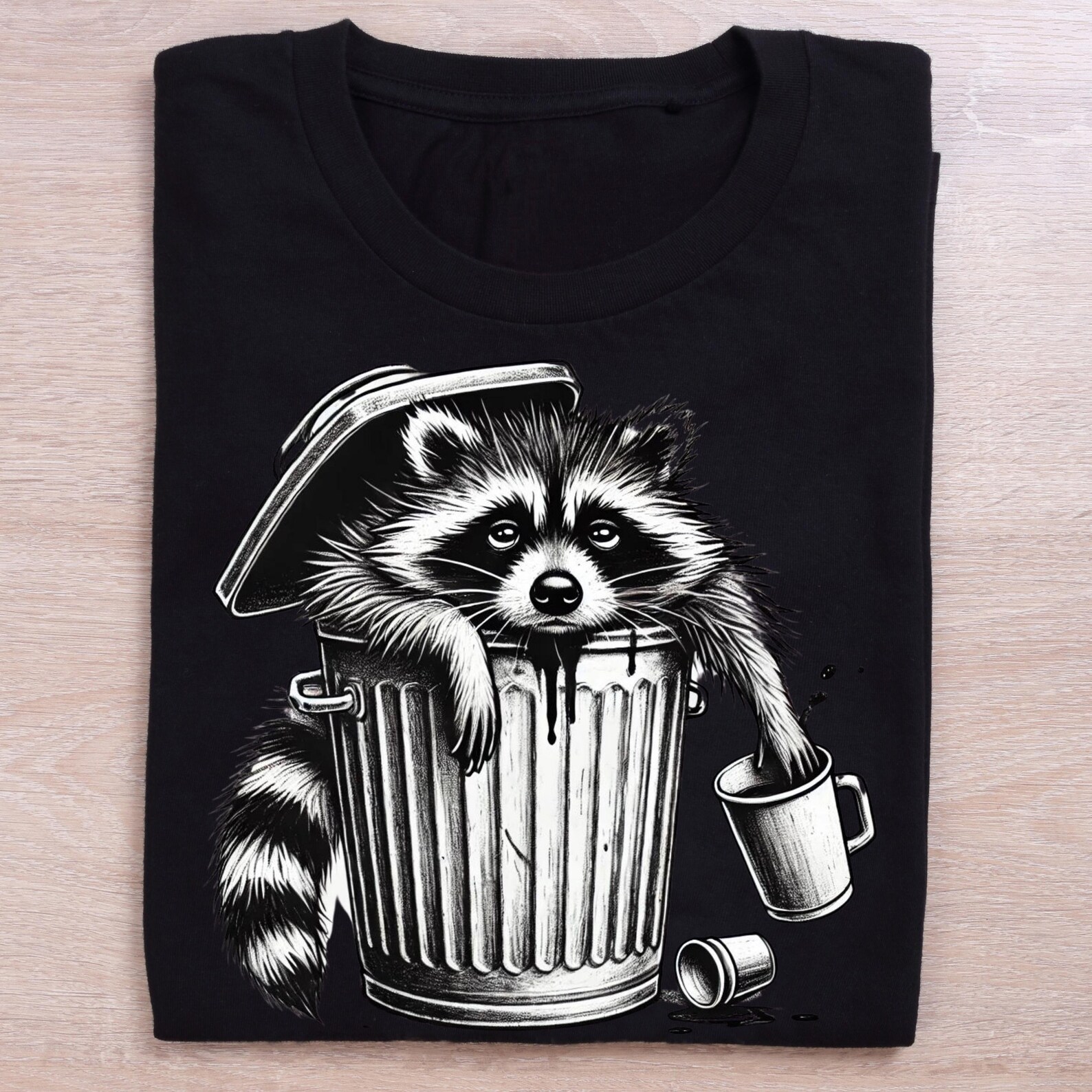 Betrunkener Waschbär PNG, Waschbär PNG, Waschbär im Vintage-Stil ...