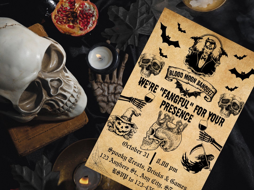 Vintage Halloween Party Invitation, Instant Download, Canva Editable ...