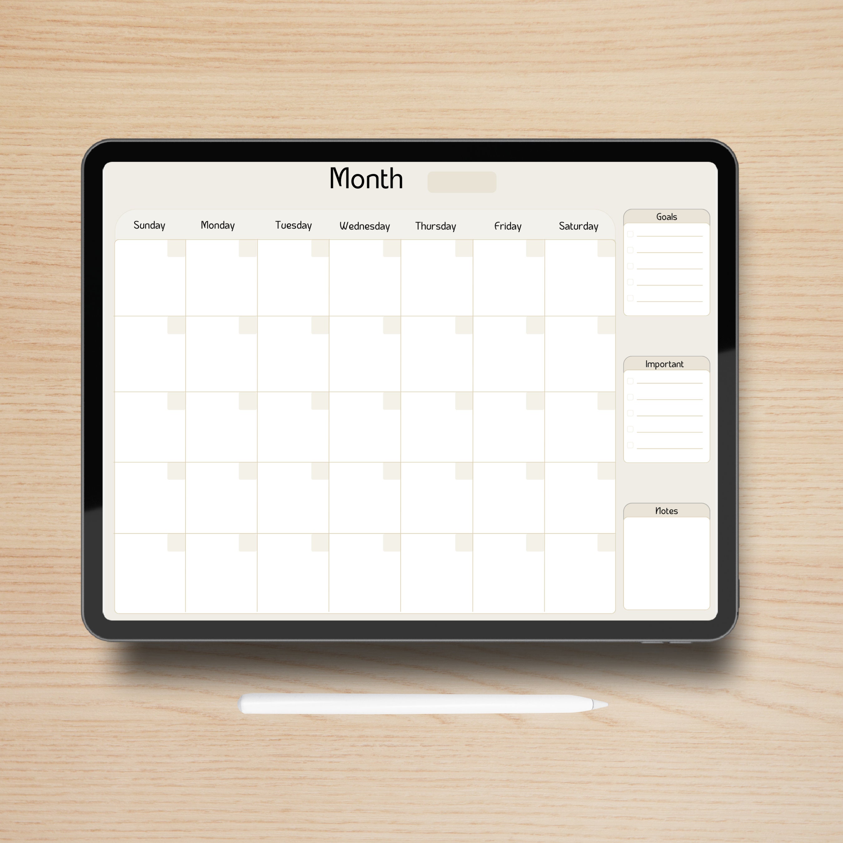 Monthly Planner Template, Monthly Planner Goodnotes Template, Undated ...