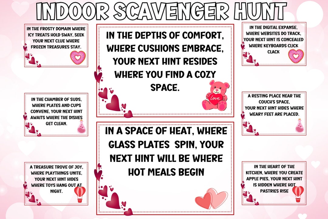 Valentine's Day Scavenger Hunt for Kids, Scavenger Hunt, Scavenger Hunt ...