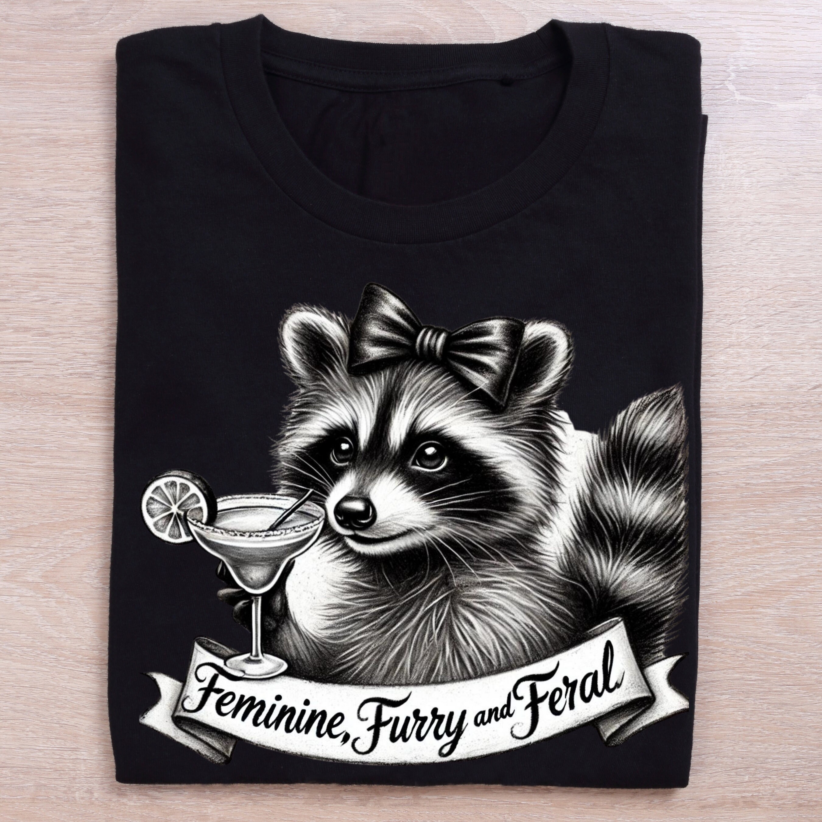 Feminine Furry and Feral PNG, Raccoon PNG, Vintage Style Raccoon, Funny ...