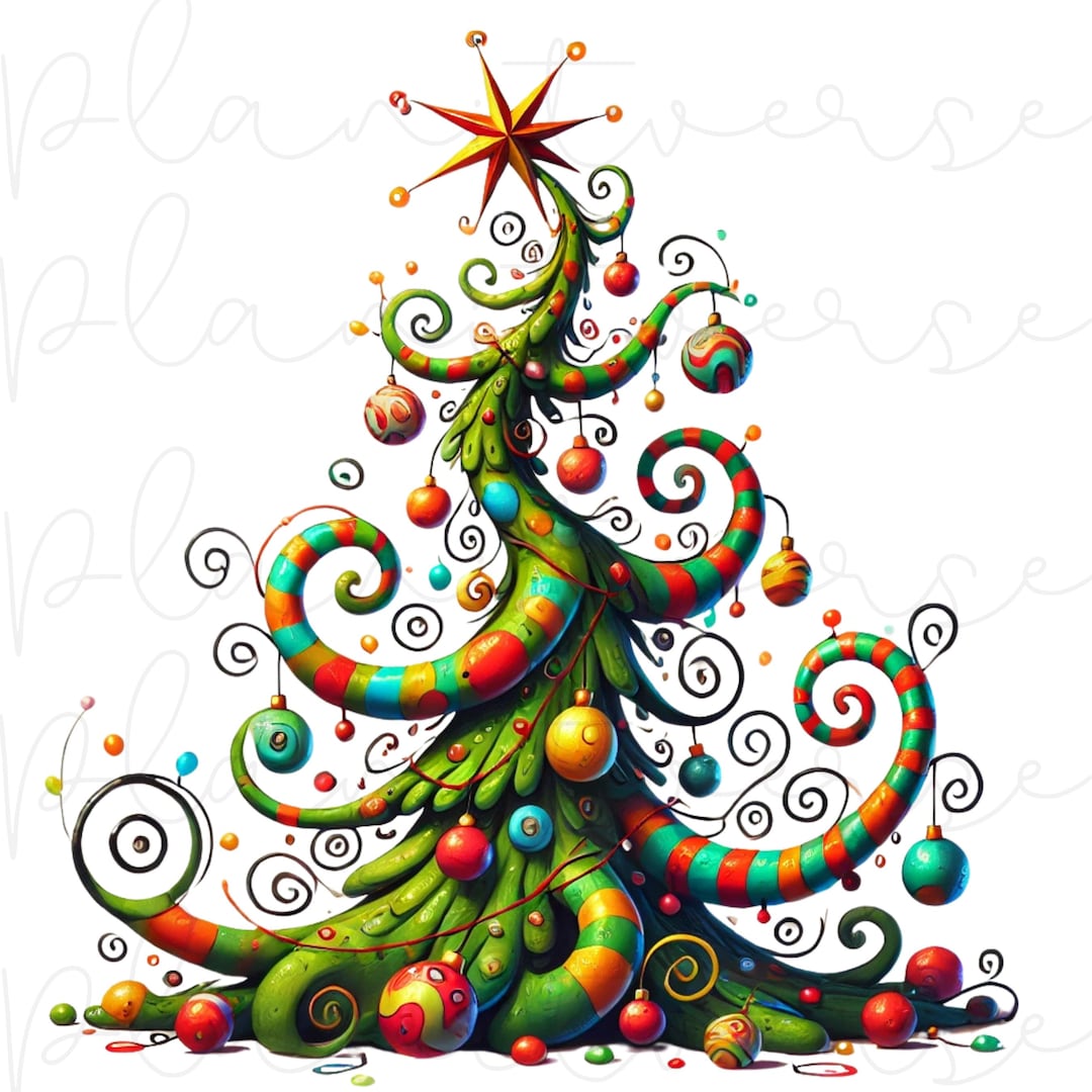 Whimsical Christmas Tree PNG, Trendy Christmas Tree PNG, Christmas PNG ...