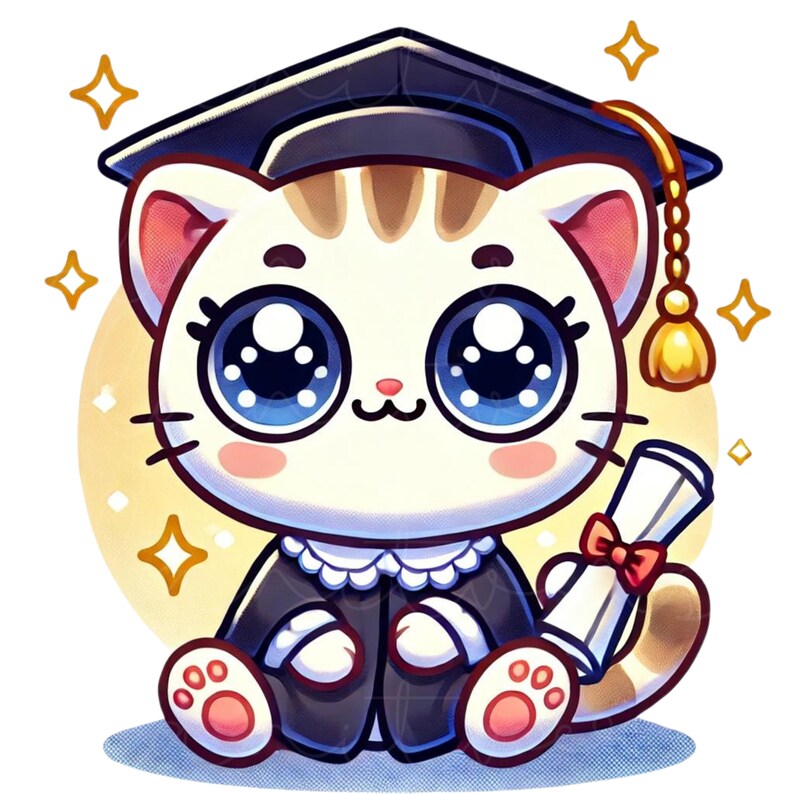 Kawaii Ghost & Kitten Graduate, Gift for Graduate, Graduation Gifts, Graduation PNG, Graduation ...
