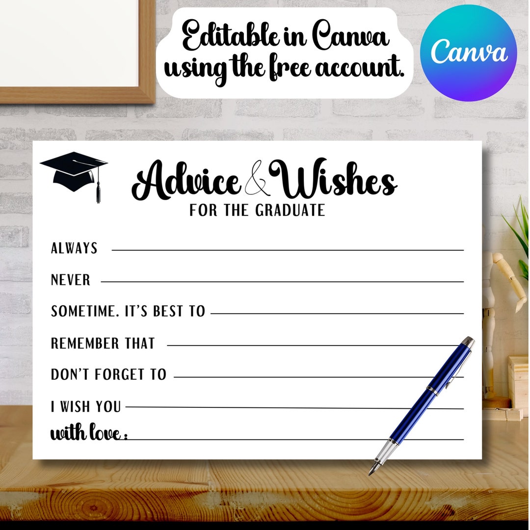 Advice and Wishes for the Graduate Printable Cards, Graduation Table ...