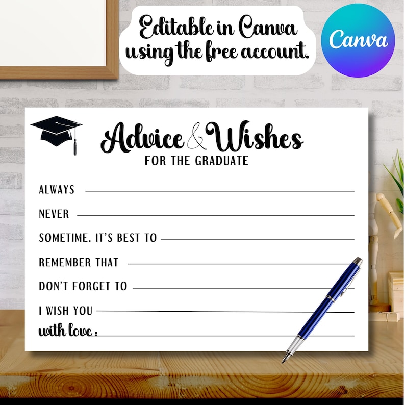 Advice and Wishes for the Graduate Printable Cards, Graduation Table ...