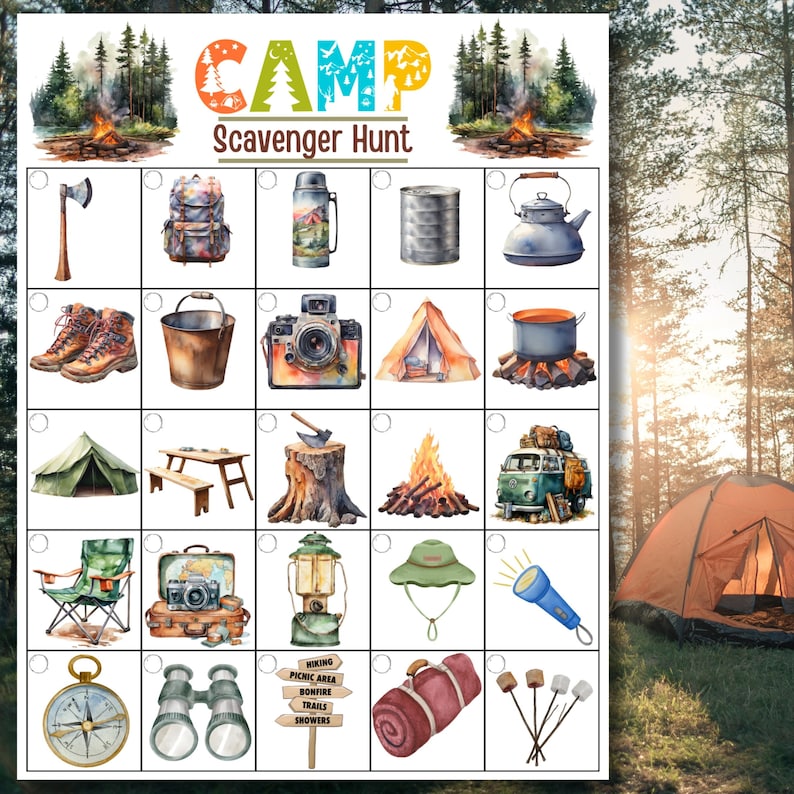 Scavenger Hunt, Camping Scavenger Hunt, Scavenger Hunt for Kids, Kids ...