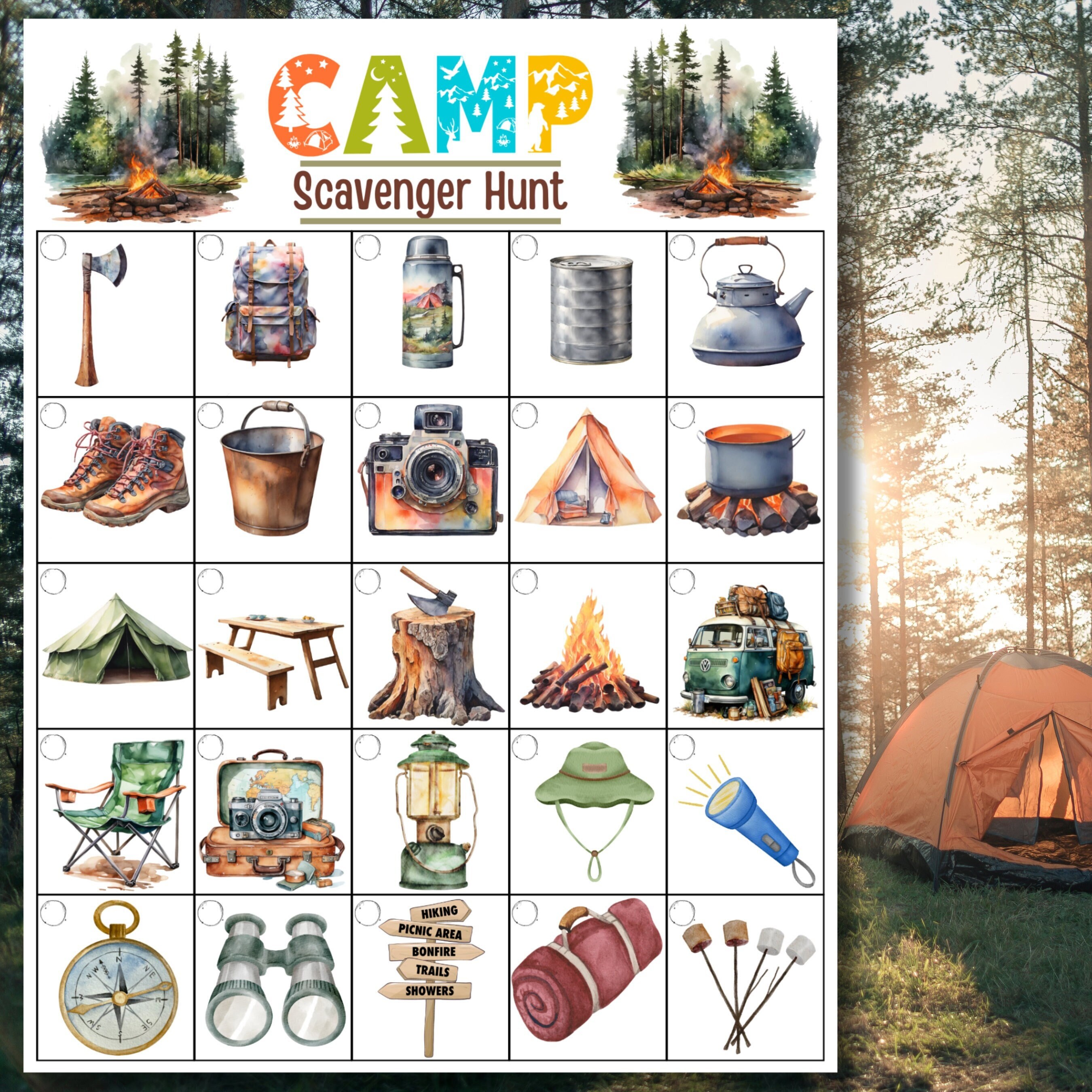 Scavenger Hunt, Camping Scavenger Hunt, Scavenger Hunt for Kids, Kids ...