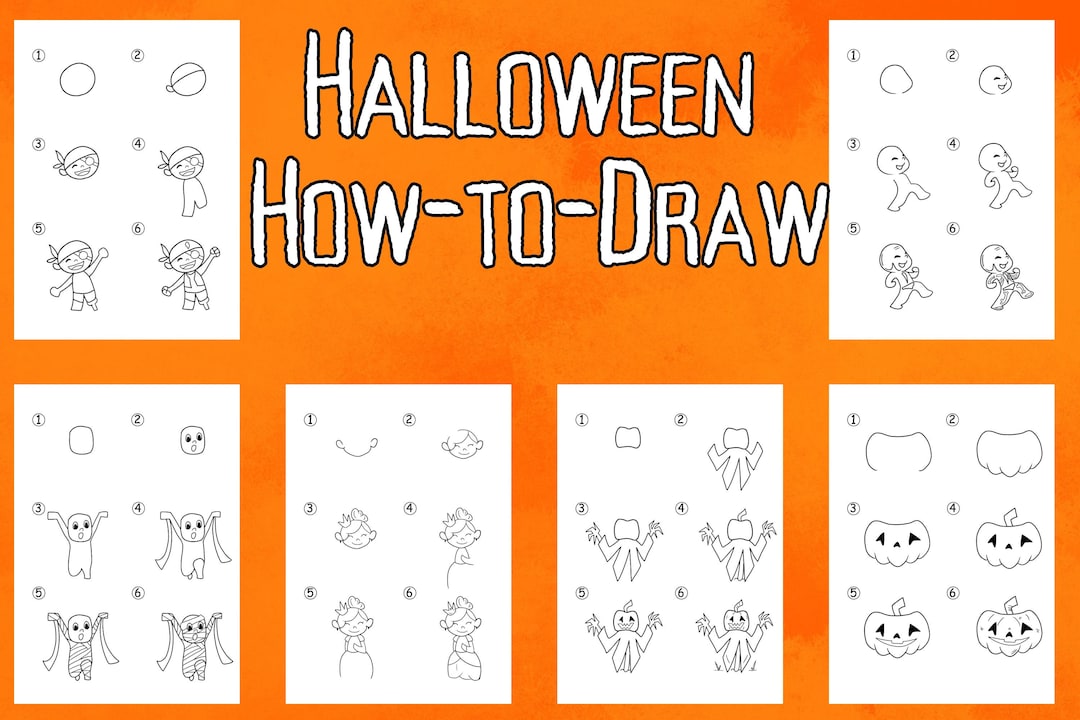 How to Draw Halloween Characters 20 Printable Halloween How - Etsy
