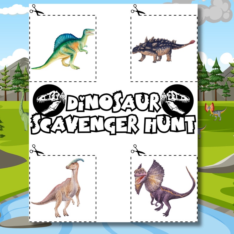 Dinosaur Scavenger Hunt, Dino Scavenger Hunt, Dinosaur Party Game, Dino ...