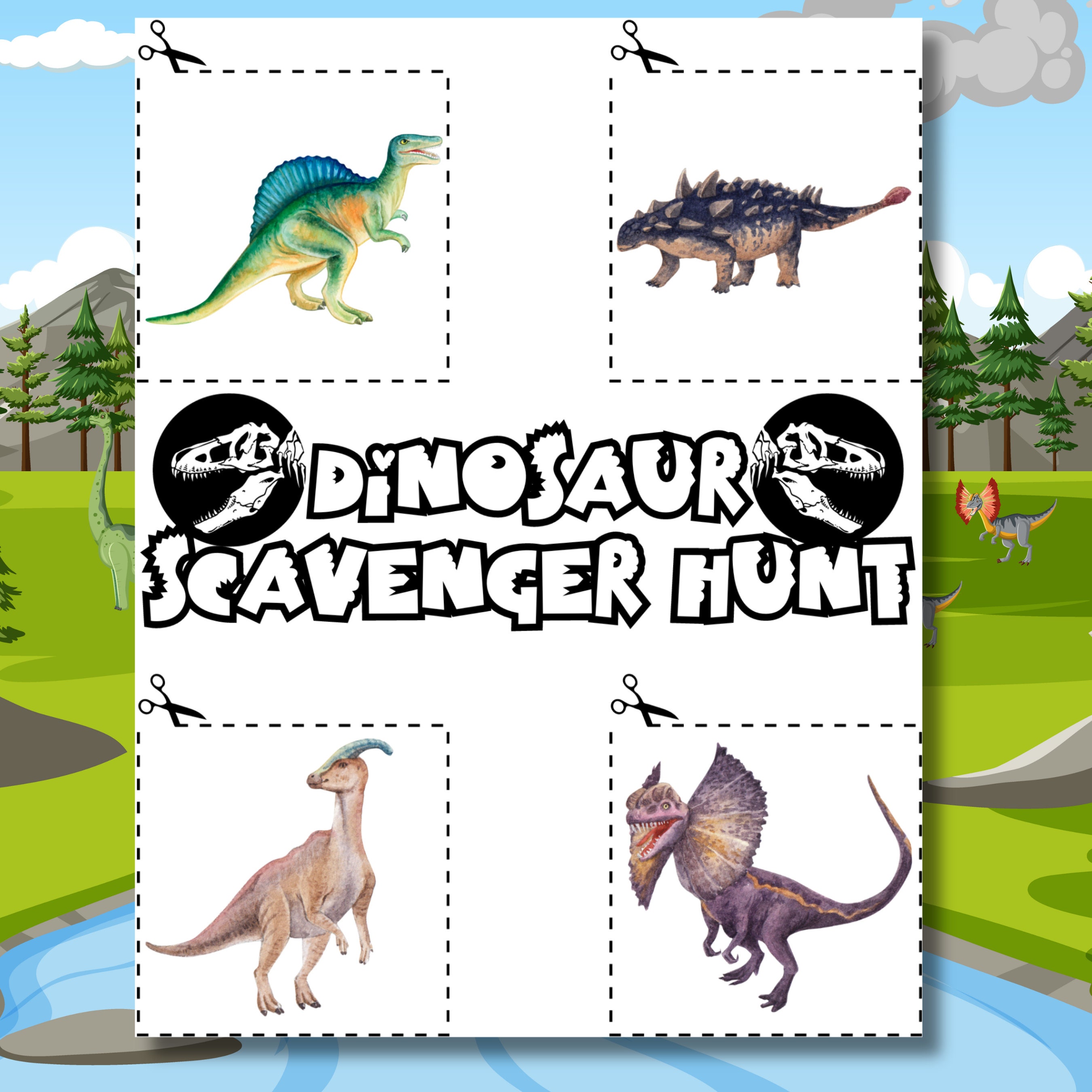 Dinosaur Scavenger Hunt, Dino Scavenger Hunt, Dinosaur Party Game, Dino ...