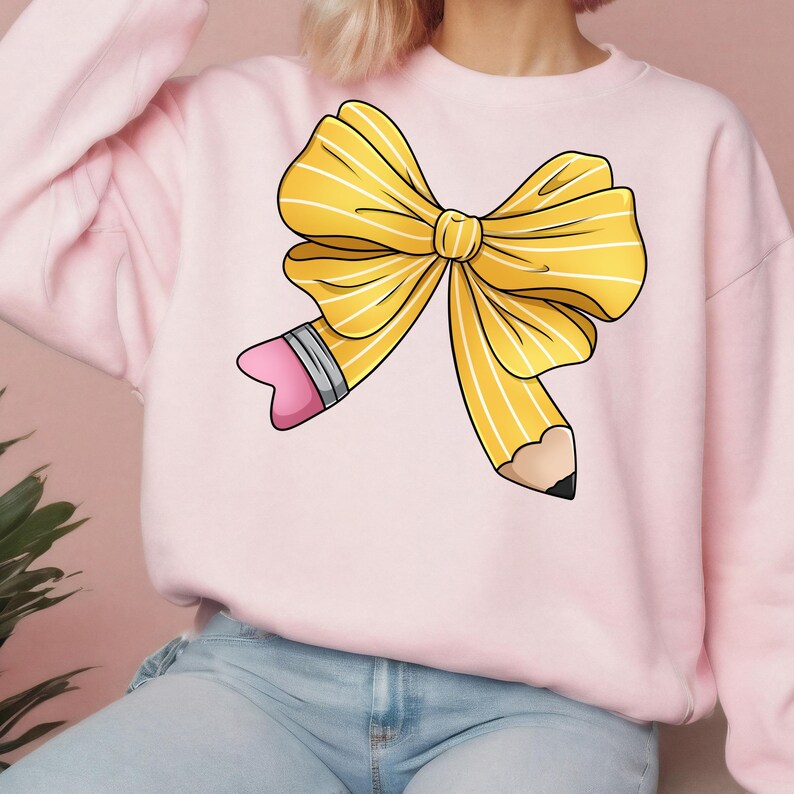 Pencil Bow PNG, Personalized Teacher Gift PNG, Teacher Appreciation ...