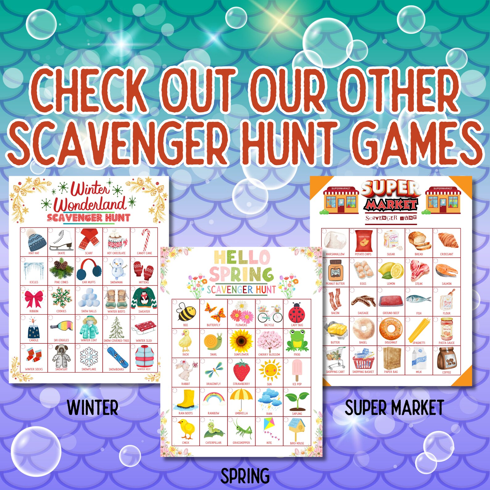 Scavenger Hunt, Mermaid Scavenger Hunt for Kids, Scavenger Hunt for ...