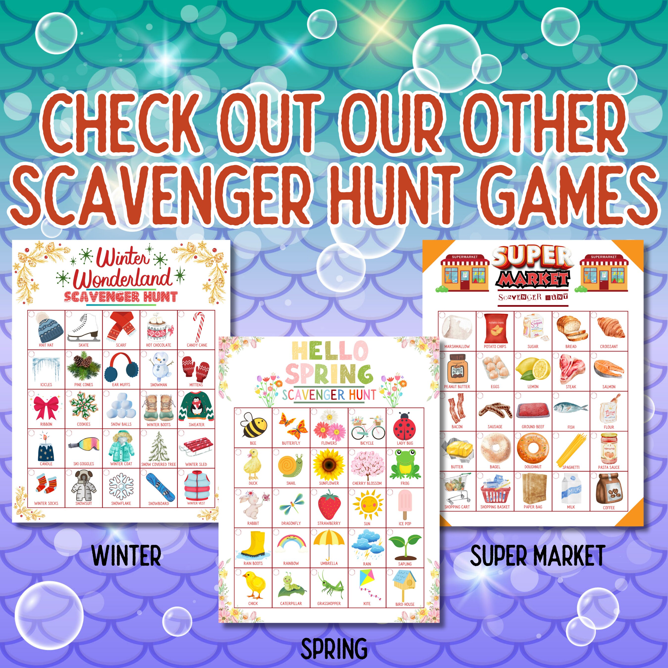 Scavenger Hunt, Mermaid Scavenger Hunt for Kids, Scavenger Hunt for ...