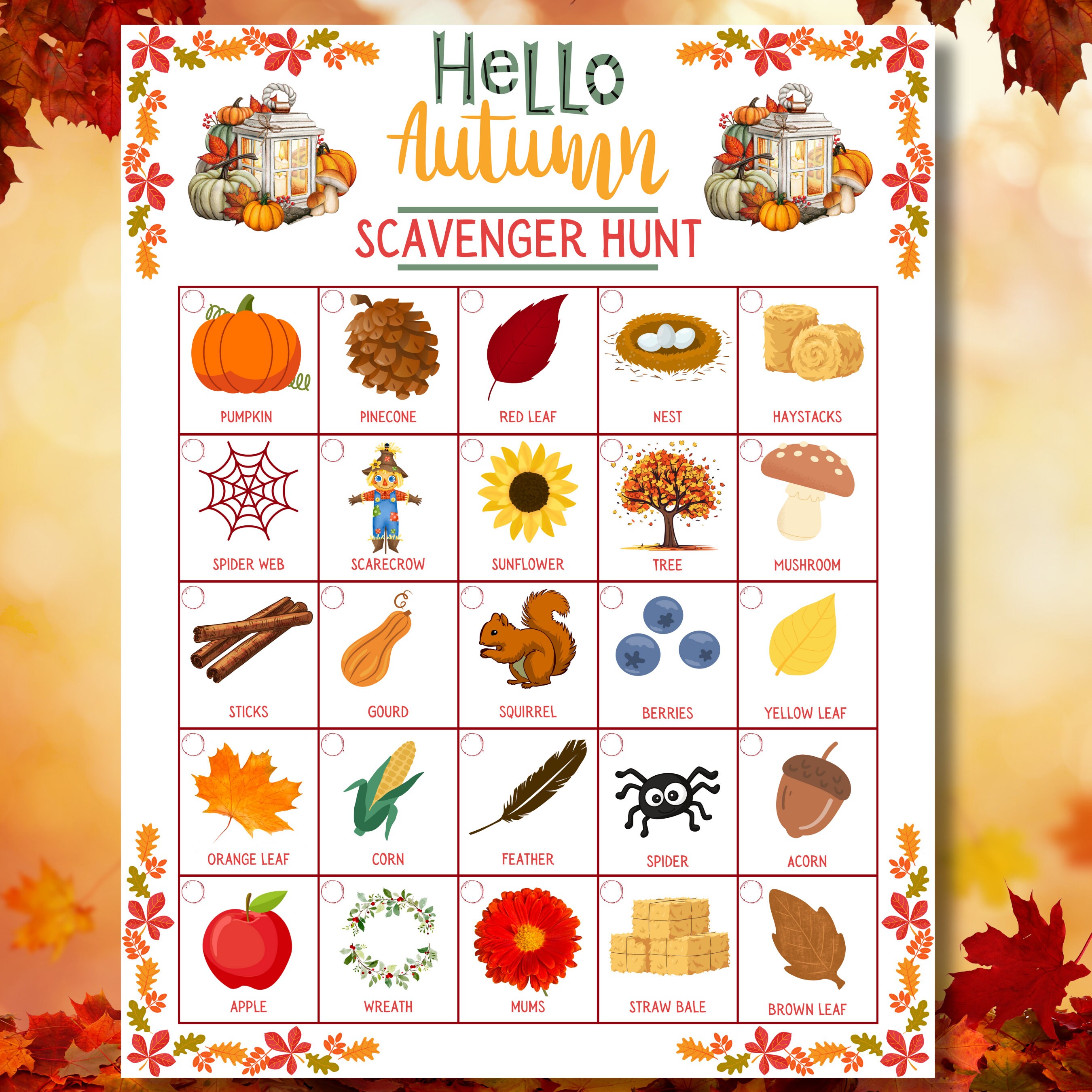 Scavenger Hunt Scavenger Hunt for Kids Autumn Scavenger - Etsy