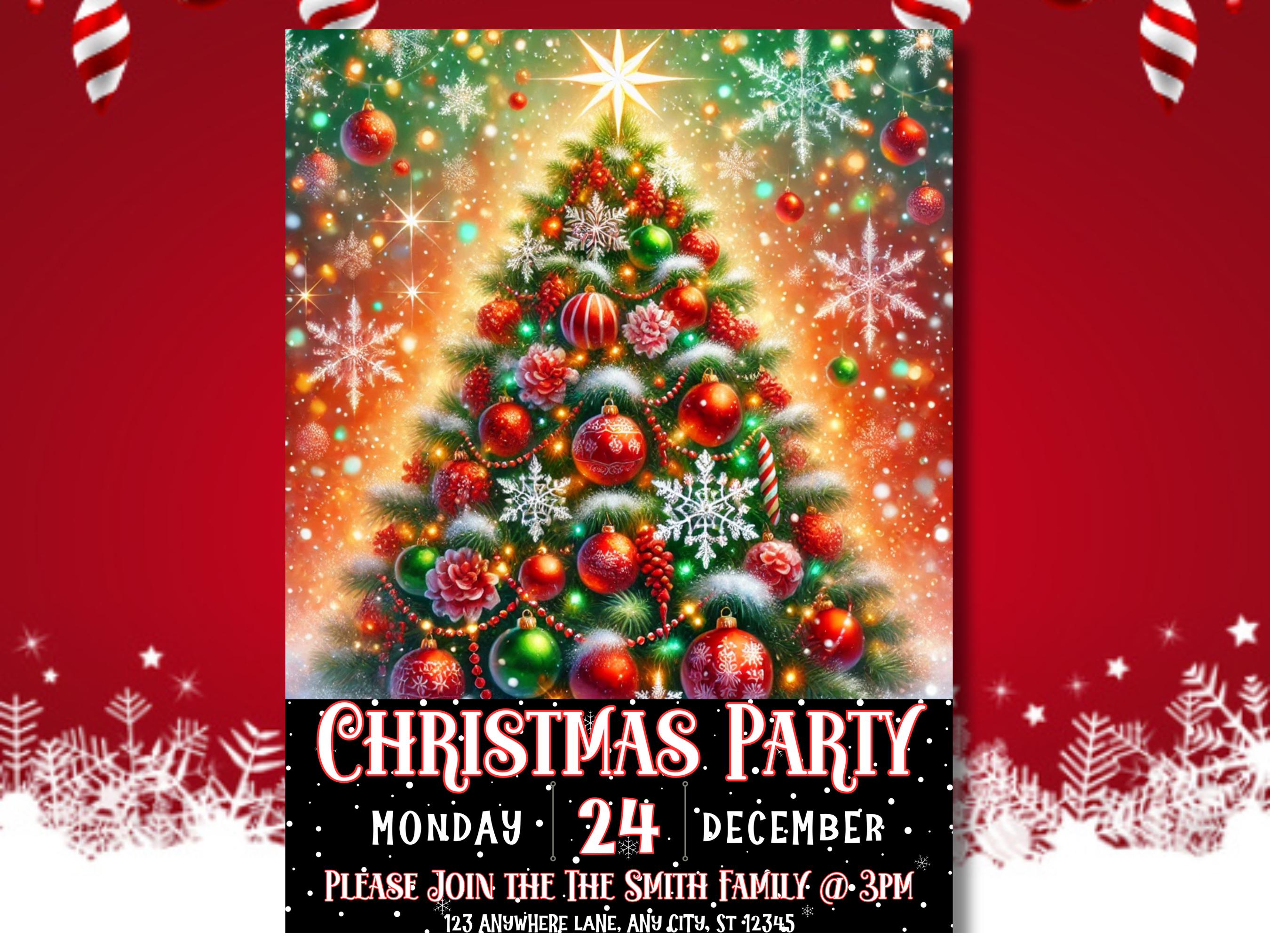 Christmas Party Invitation Template, Holiday Party Invitations ...