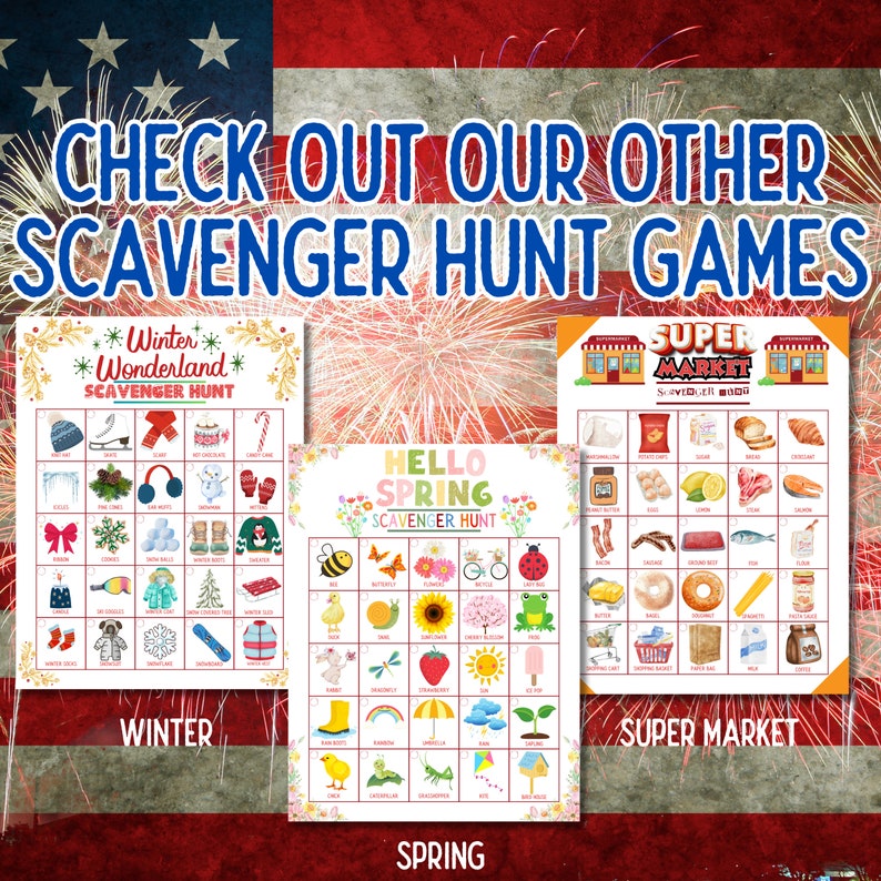 Independence Day Scavenger Hunt, Scavenger Hunt for Kids, Scavenger ...