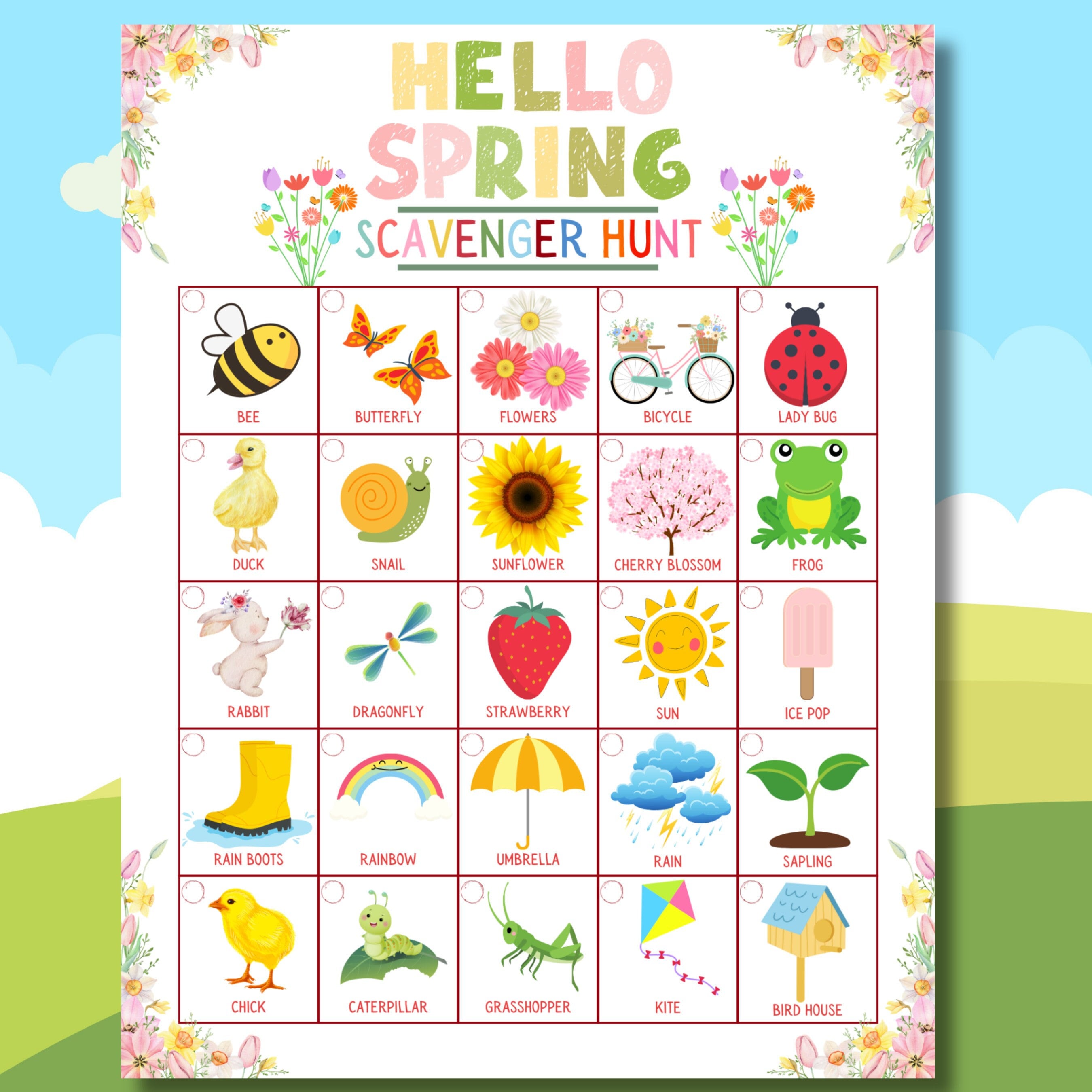 Hello Spring Scavenger Hunt, Scavenger Hunt for Kids, Scavenger Hunt ...