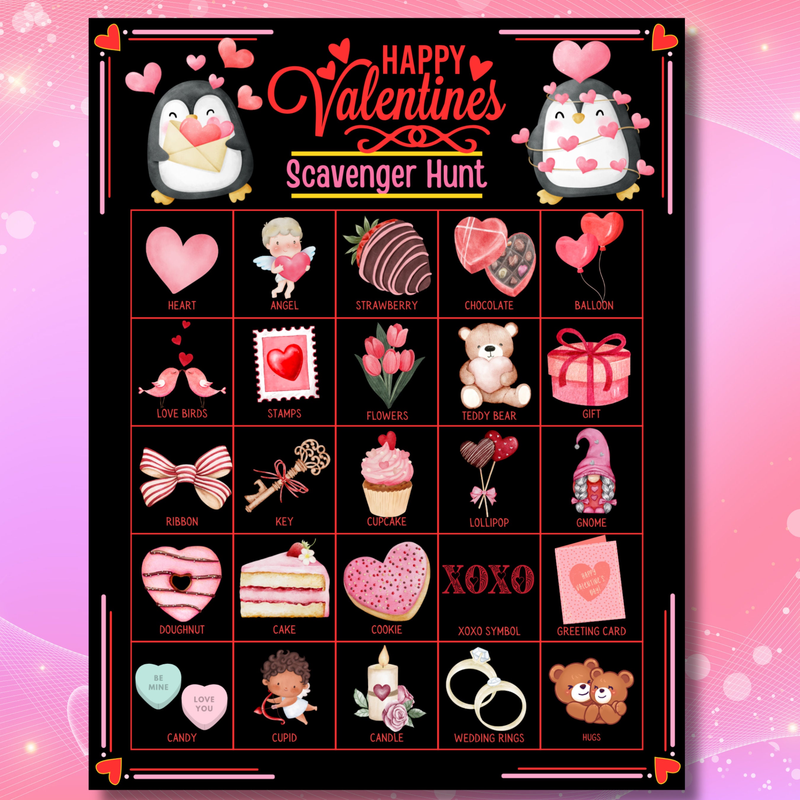 Valentine's Day Scavenger Hunt for Kids, Scavenger Hunt, Scavenger Hunt ...