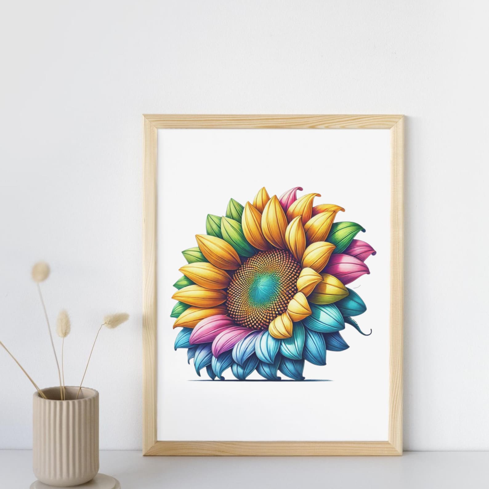 Rainbow Sunflower, Sunflower PNG, Sunflower Gifts, Floral Png, Flower ...