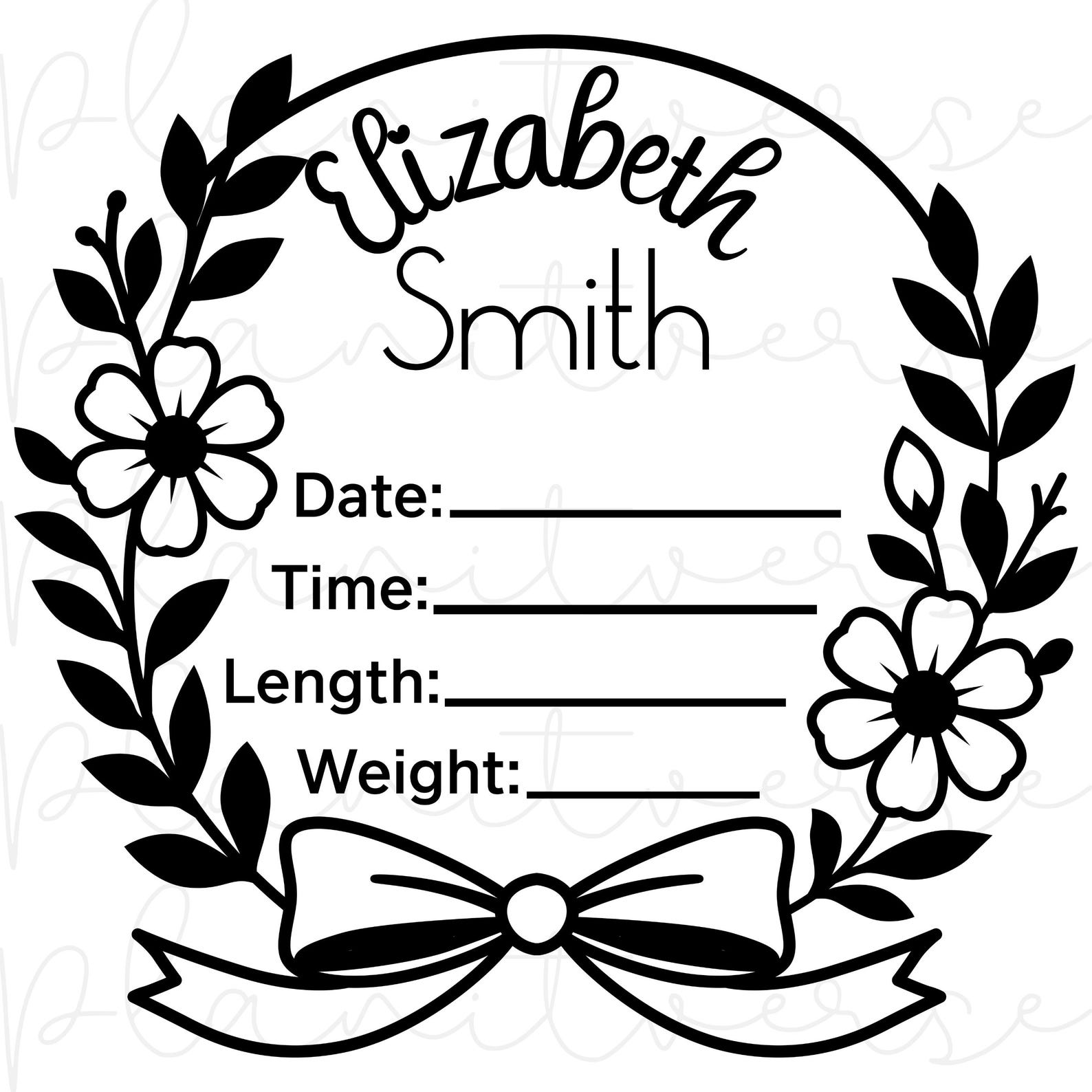 SVG Baby Birth Stat Laser Files, Baby Announcement SVG, Birth Stats ...