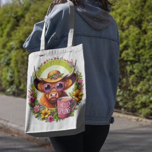 Hello Spring Highland Cow PNG, Highland Cow, Spring Highland Cow ...