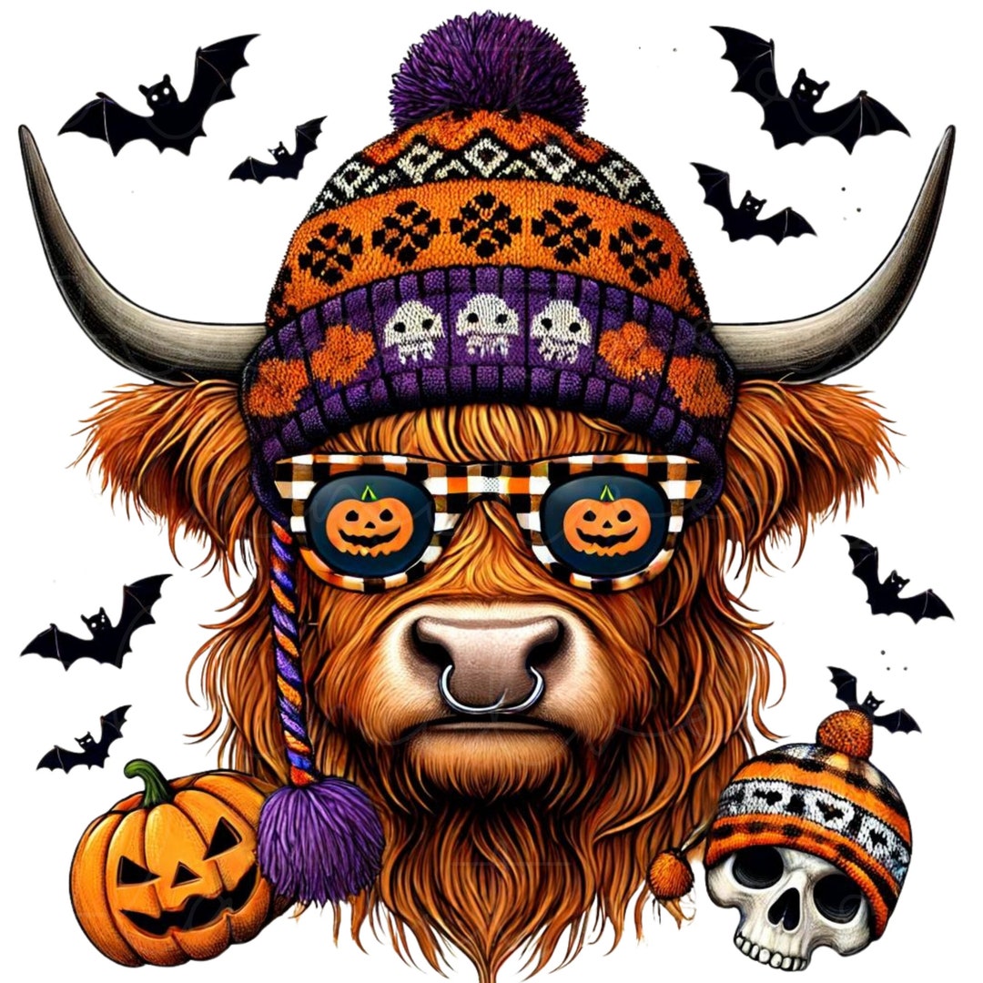 Halloween PNG, Highland Cow, Halloween Cow, Halloween Png Designs ...