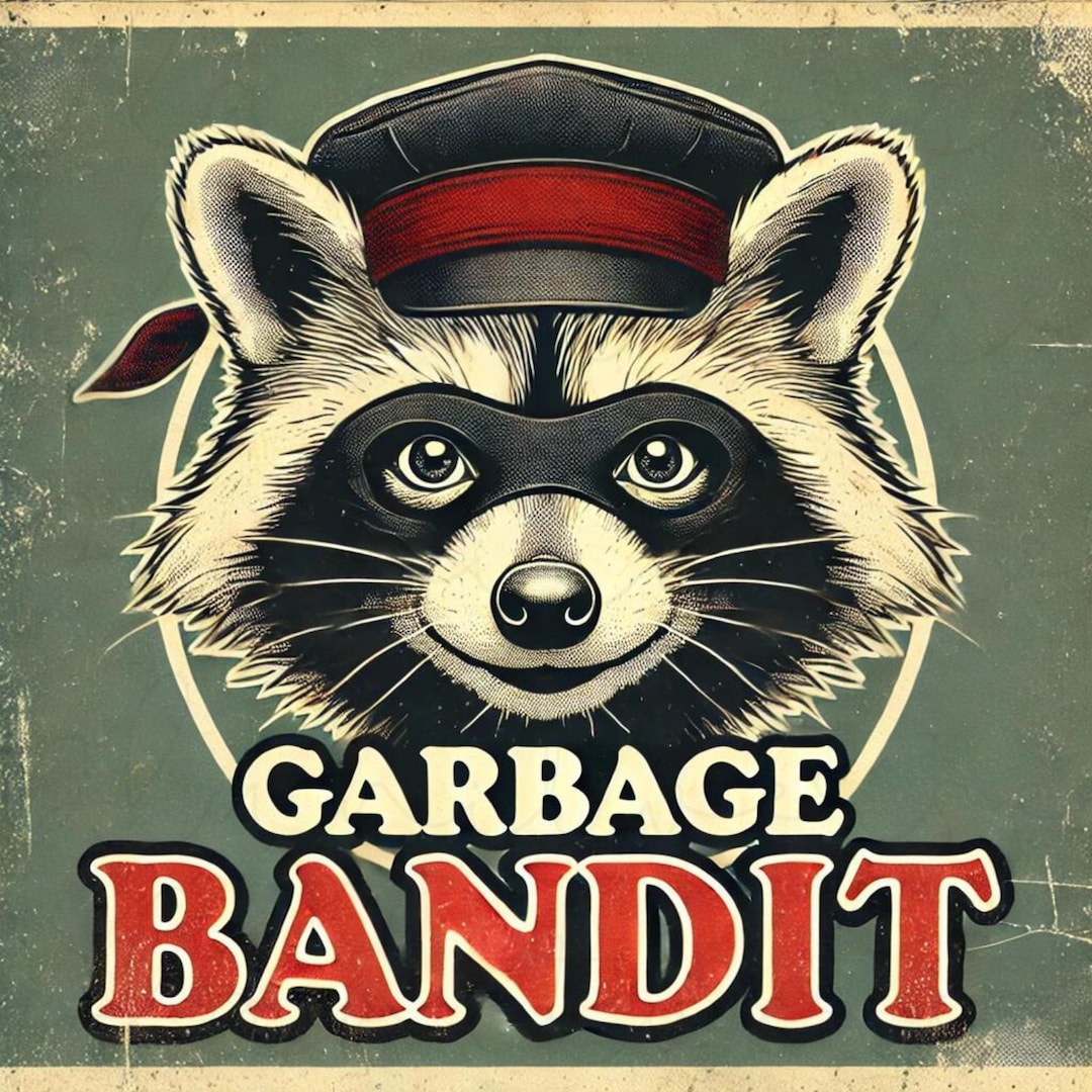 Garbage Bandit Raccoon PNG, Vintage Style Garbage Bandit Raccoon, Funny ...
