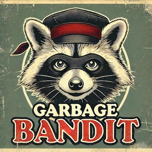 Garbage Bandit Raccoon PNG, Vintage Style Garbage Bandit Raccoon, Funny ...
