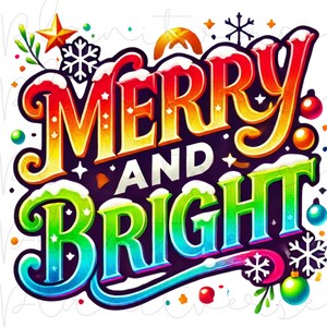 Merry and Bright, Christmas PNG, Merry and Bright PNG, Merry and Bright ...