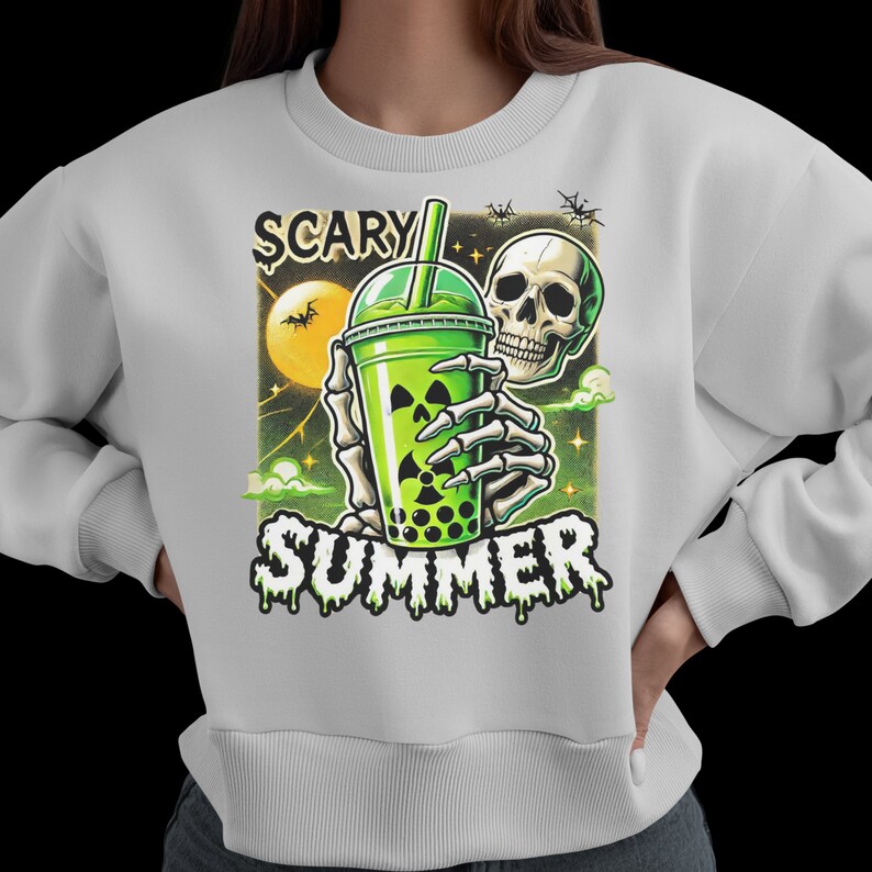 Boba Tea, Spooky Summer PNG, Summer Vibes Skeleton Clipart, Scary ...