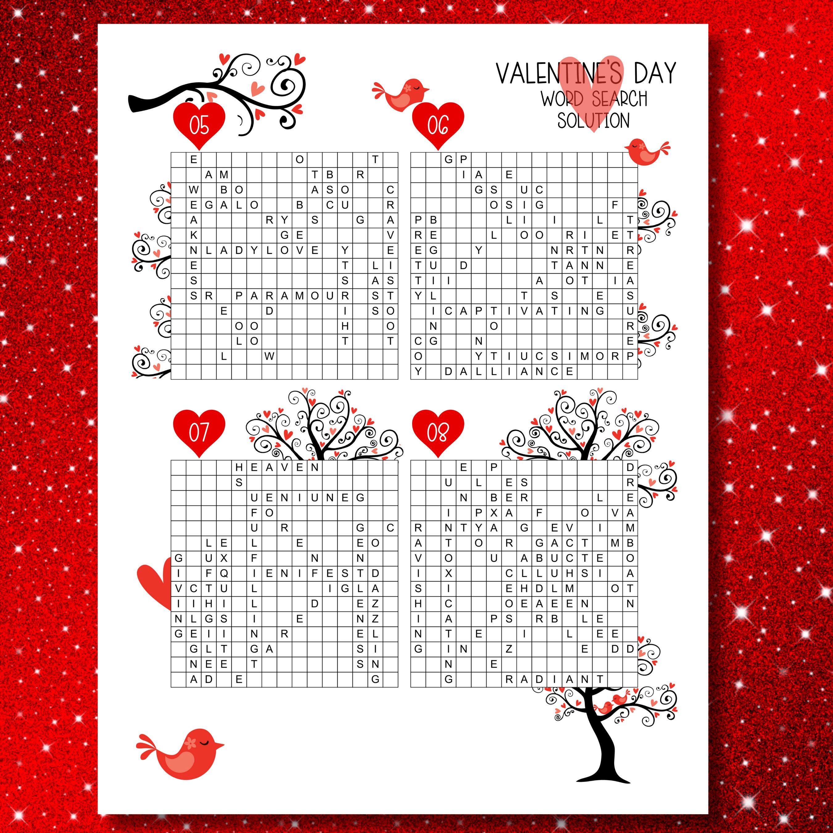 Valentine's Day Word Search Puzzles for Adults, Word Search, Galentine ...
