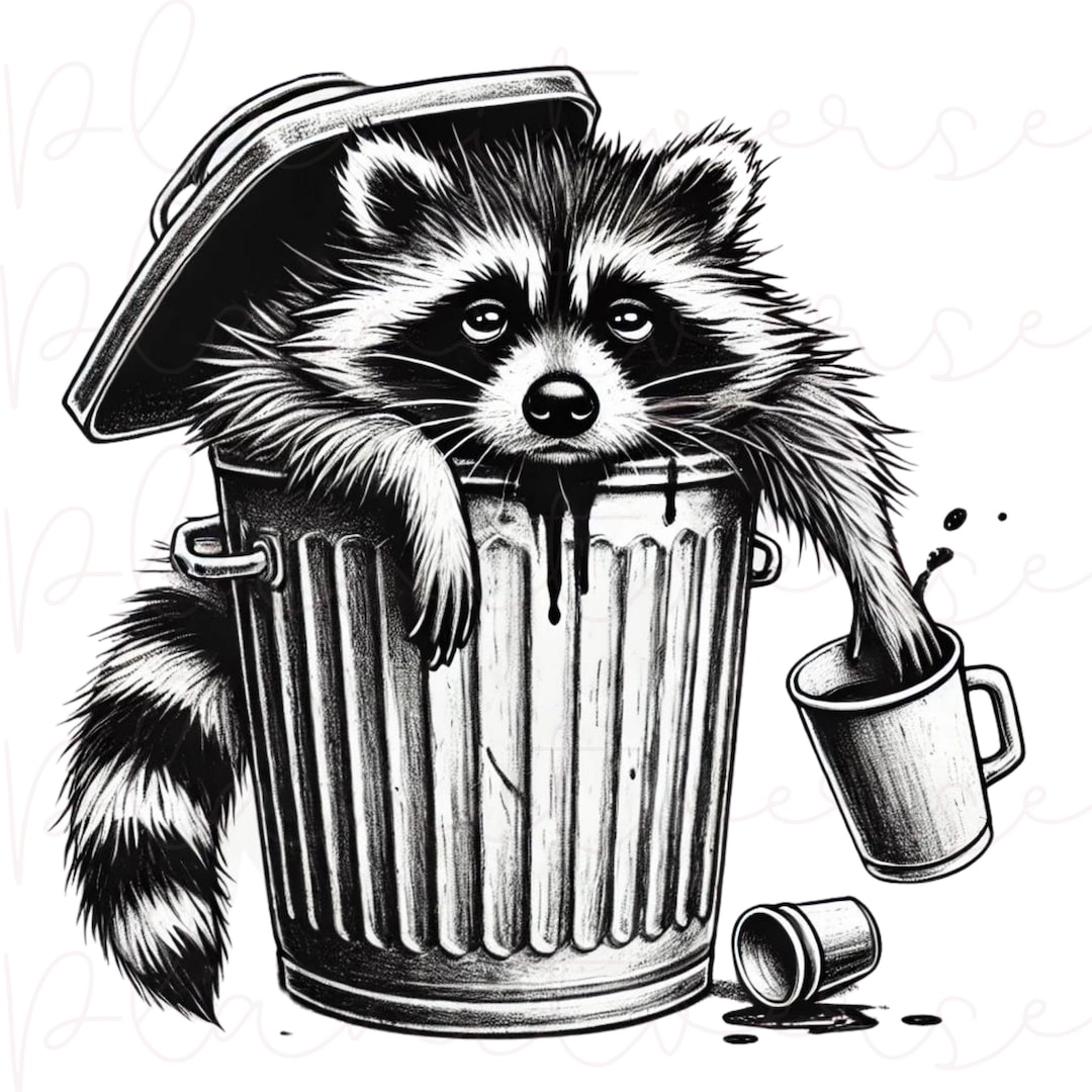 Drunk Raccoon PNG, Raccoon PNG, Vintage Style Raccoon, Funny Raccoon ...