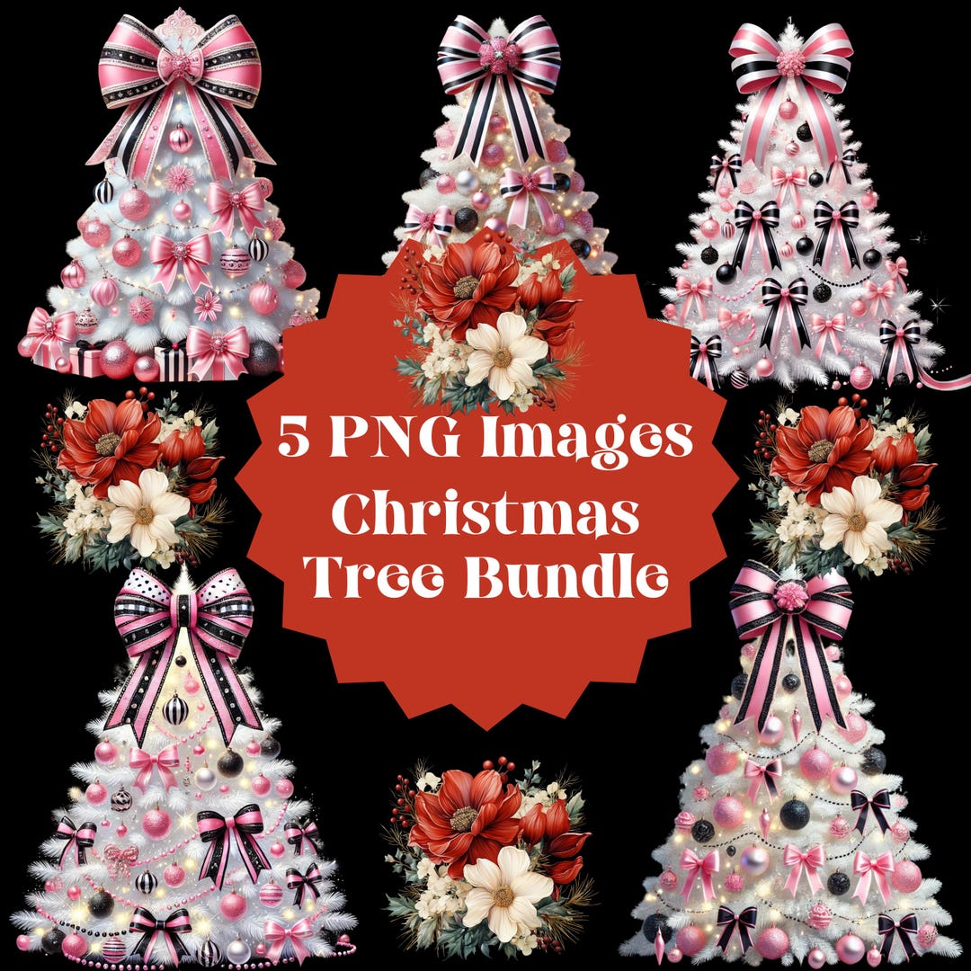 Christmas Tree Bundle PNG, Christmas PNG, Girly Christmas PNG ...