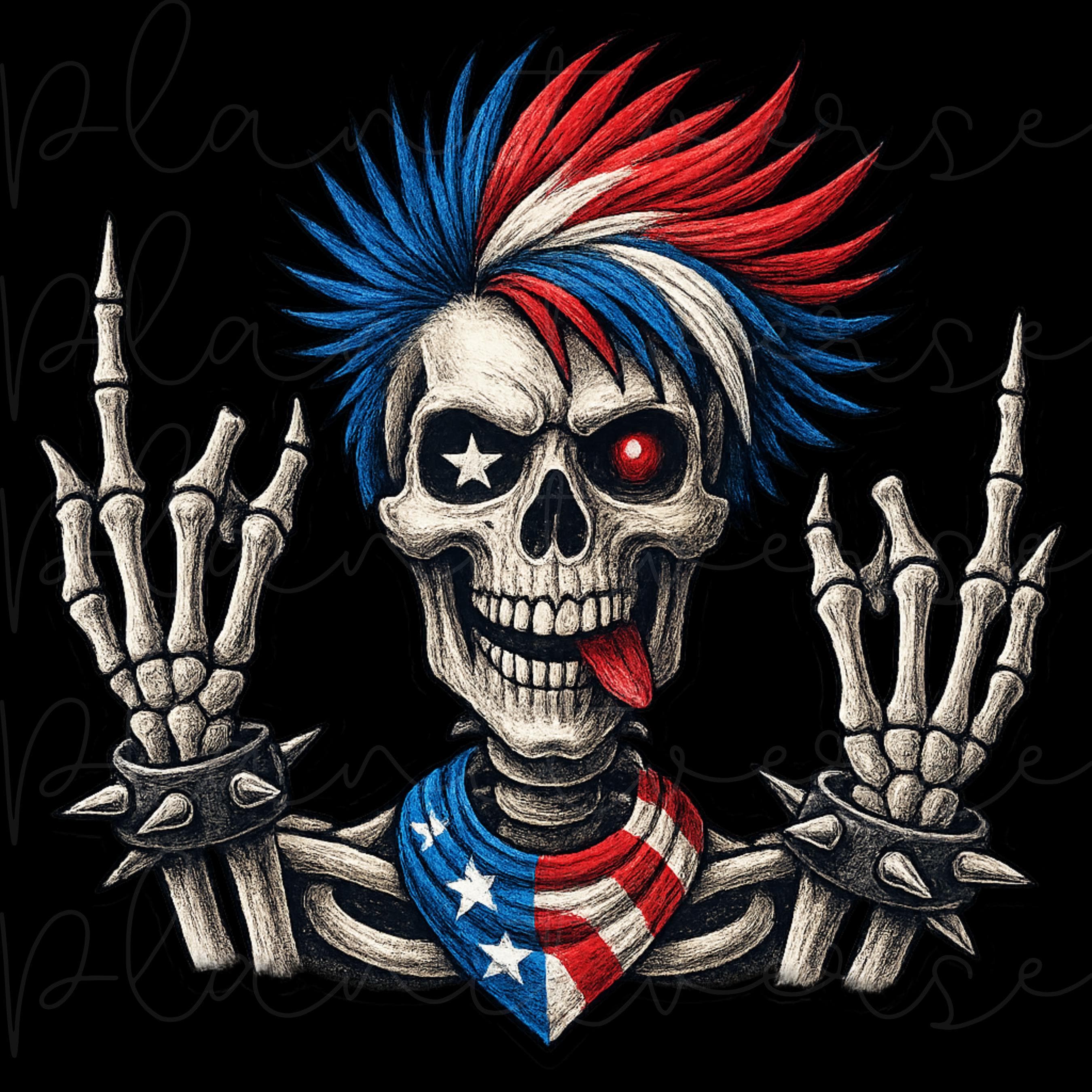 4th of July Skeleton PNG, Skull, Skull PNG, Skeleton PNG, Punk Rocker ...