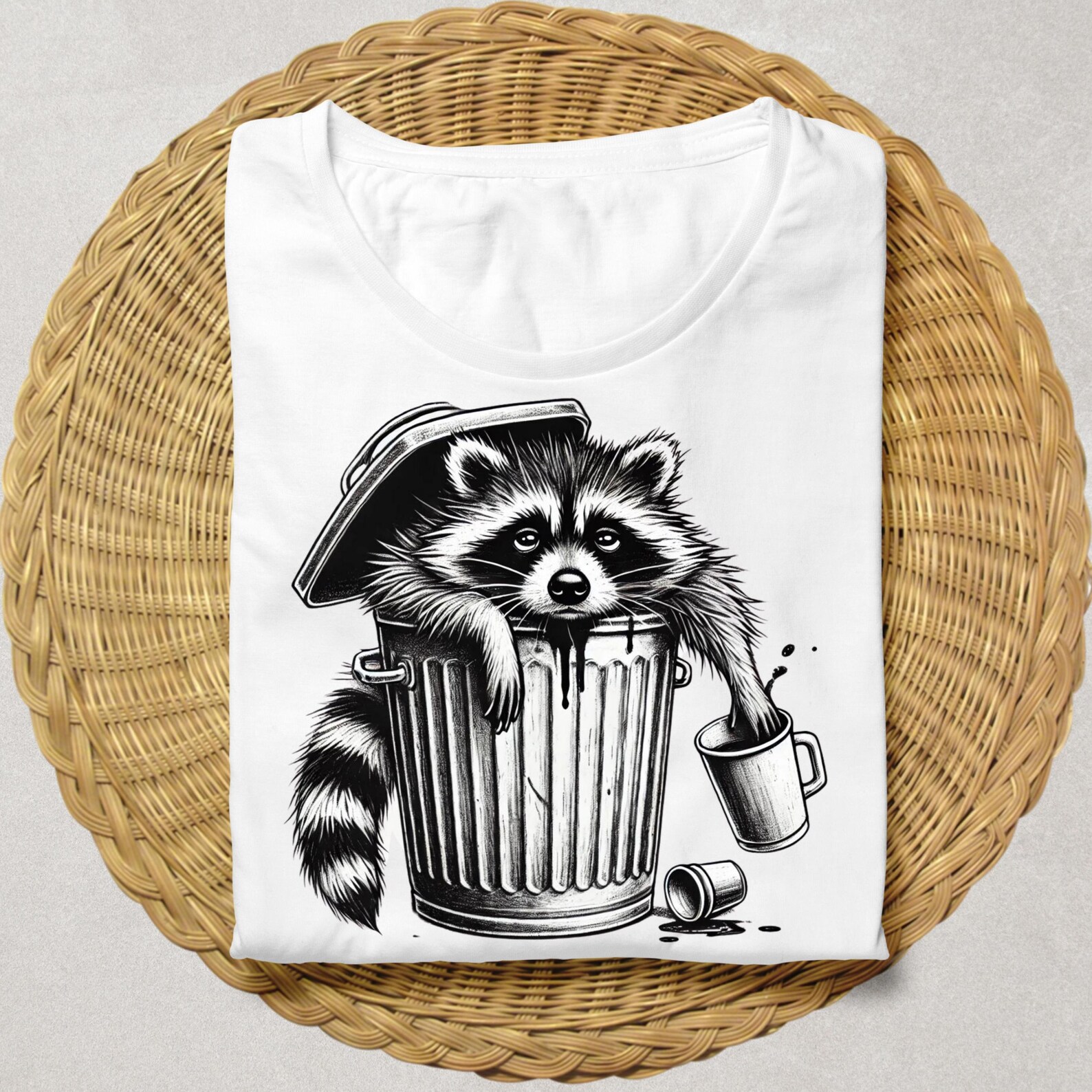 Betrunkener Waschbär PNG, Waschbär PNG, Waschbär im Vintage-Stil ...