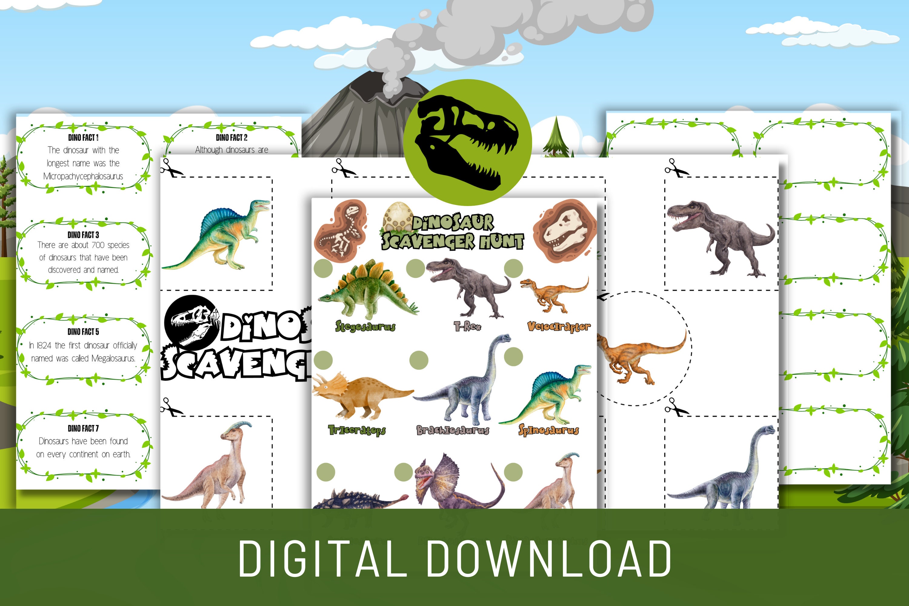 Dinosaur Scavenger Hunt, Dino Scavenger Hunt, Dinosaur Party Game, Dino ...