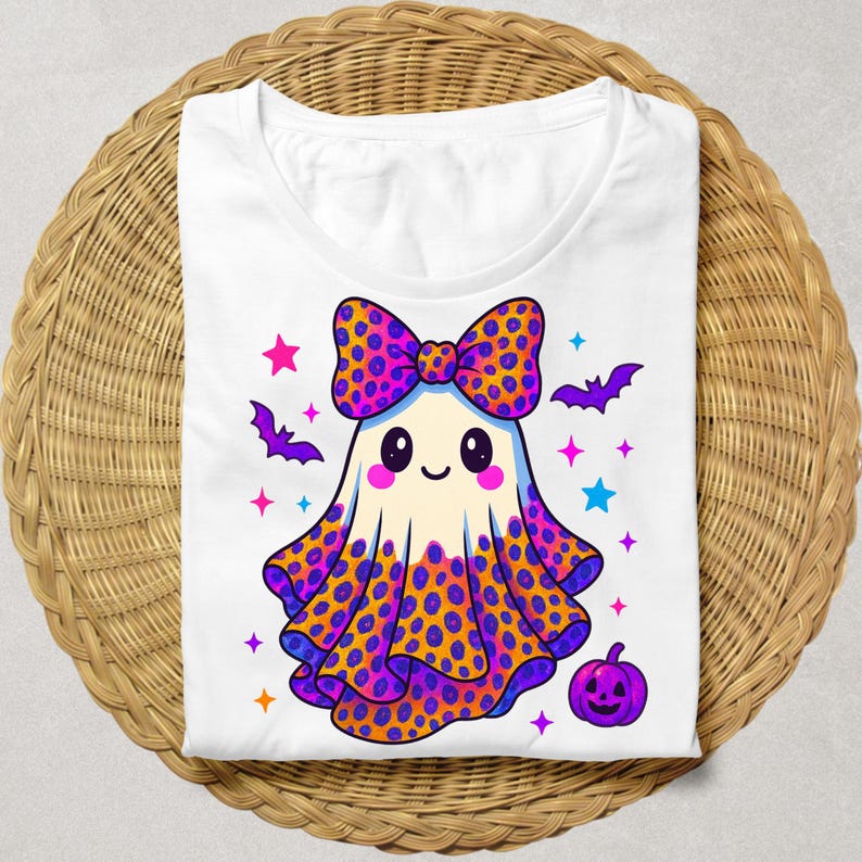 Preppy Ghost Boo PNG, Cute Ghost PNG, Leopard Spooky Coquette, Leopard ...