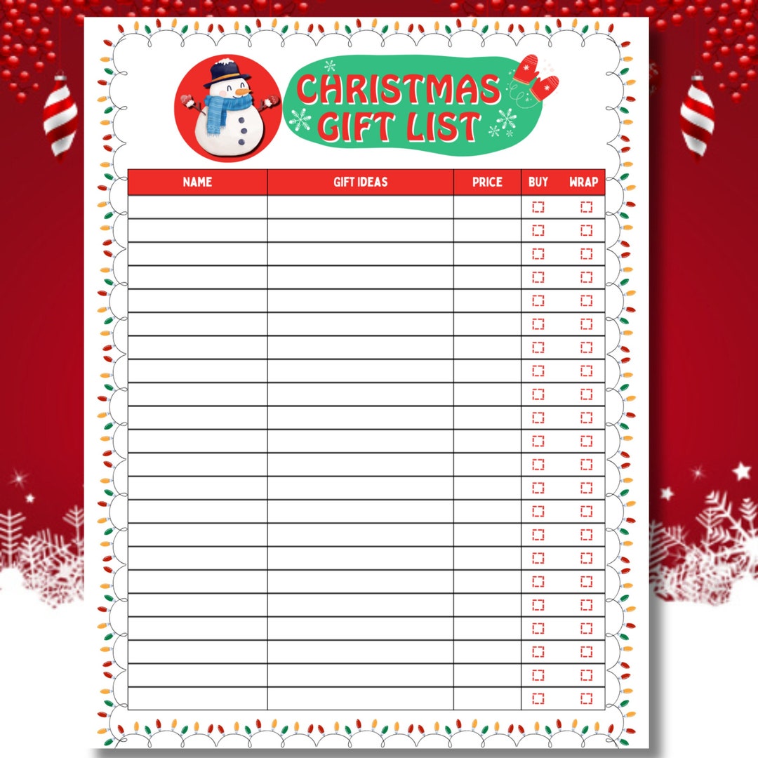Christmas Gift List, Printable Christmas Planner Printable, Christmas ...