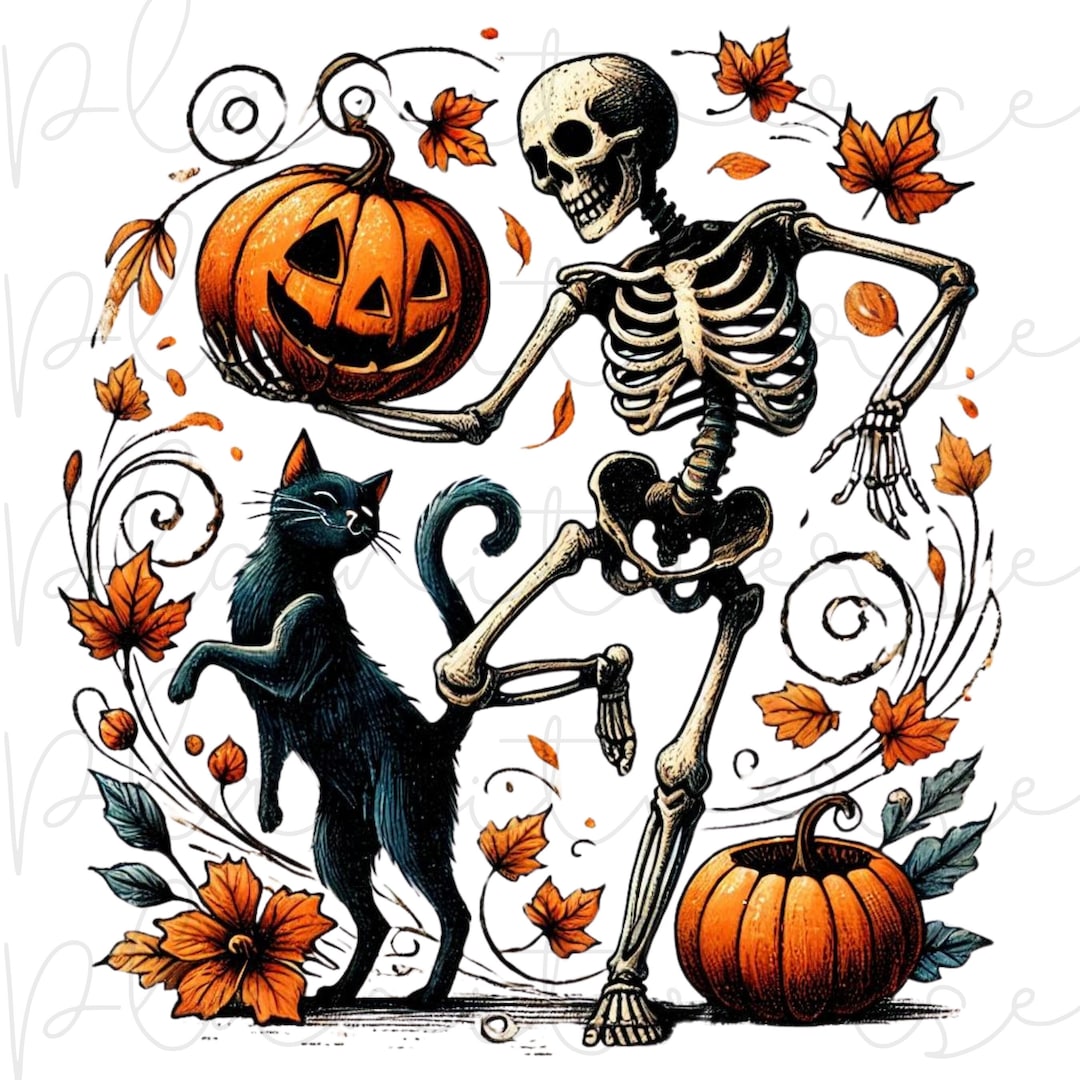 Halloween PNG, Halloween Skeleton PNG, Spooky Png, Dancing Skeleton ...
