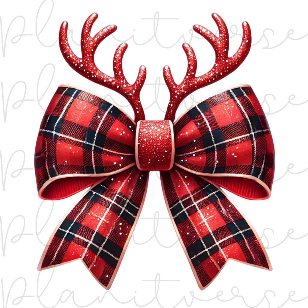 Christmas Coquette Bow PNG, Reindeer Bow Png, Christmas PNG, Coquette ...