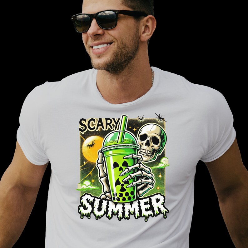 Boba Tea, Spooky Summer PNG, Summer Vibes Skeleton Clipart, Scary ...