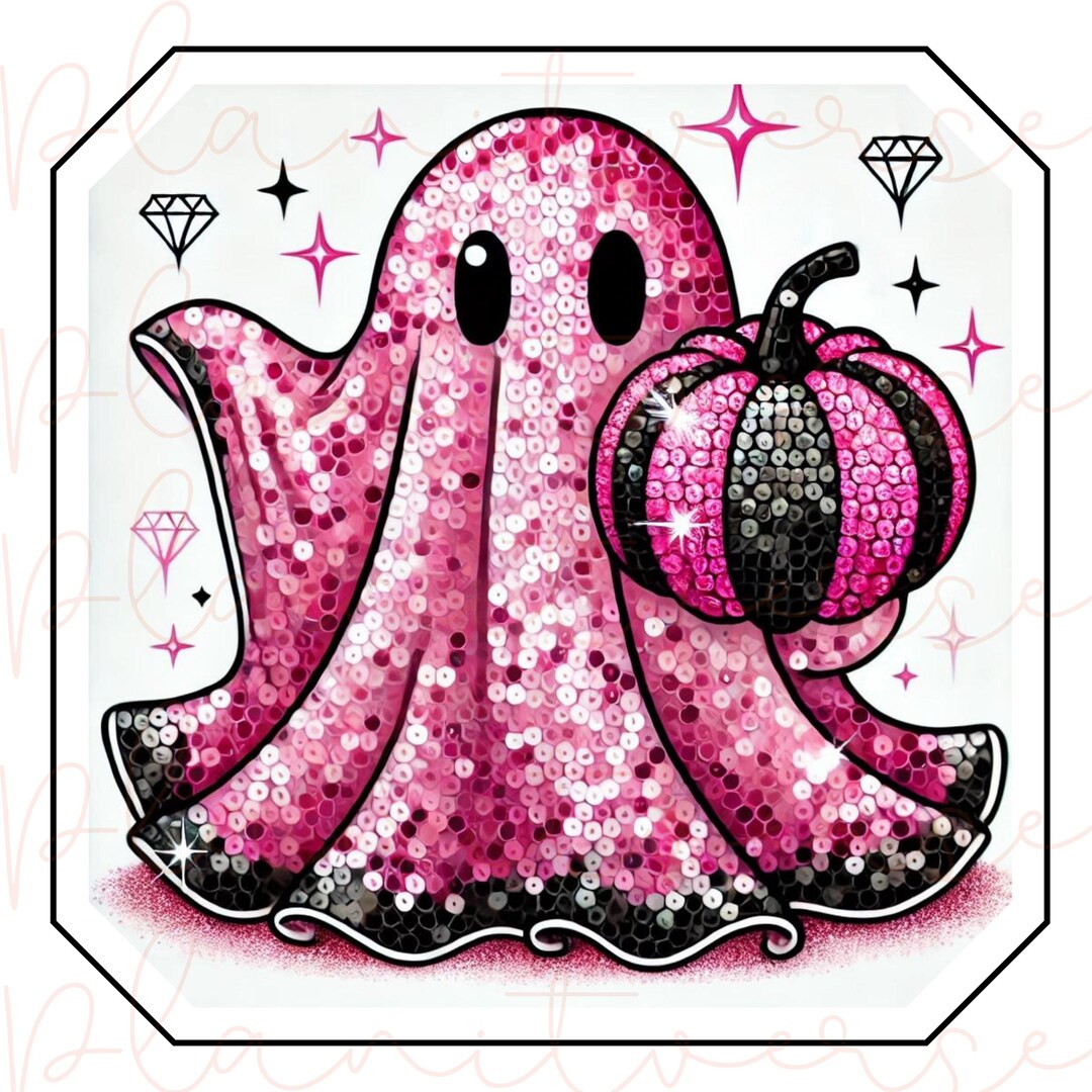 Pink Sequin Cute Ghost PNG, Halloween PNG, Ghost Png, Halloween ...