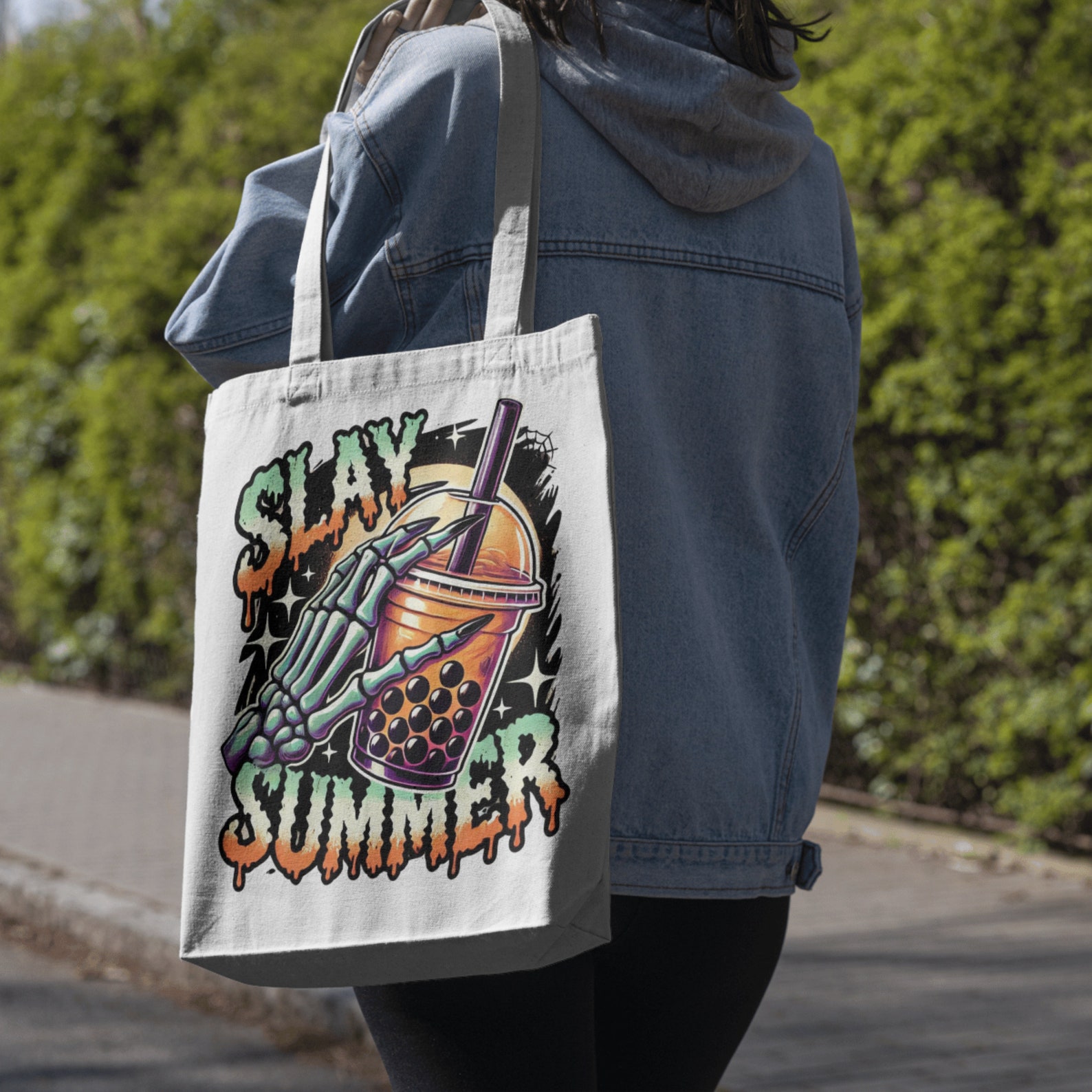 Slay Summer PNG, Boba Tea, Summer Vibes Skeleton Clipart, Scary Summer ...