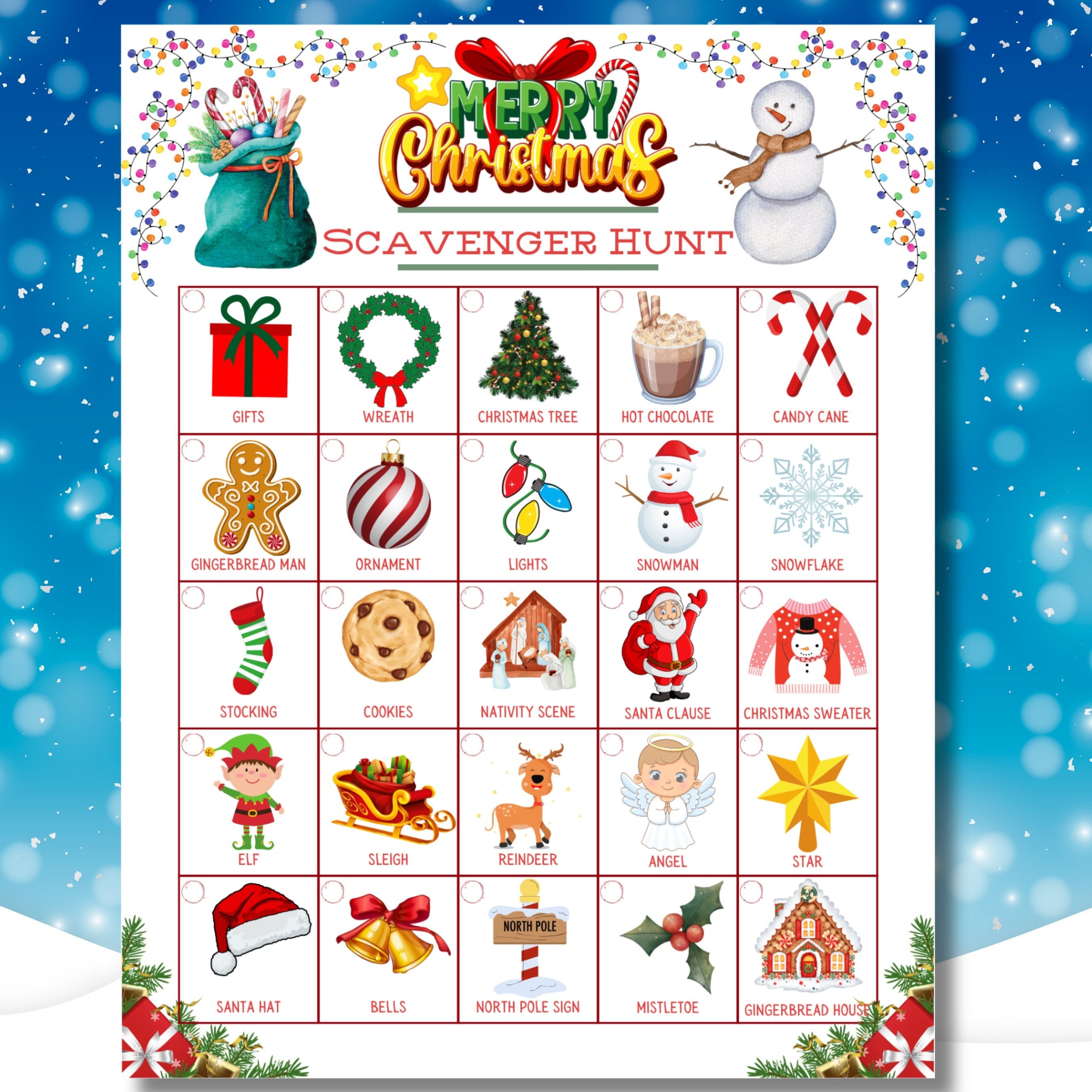 Christmas Scavenger Hunt, Scavenger Hunt for Kids, Scavenger Hunt ...